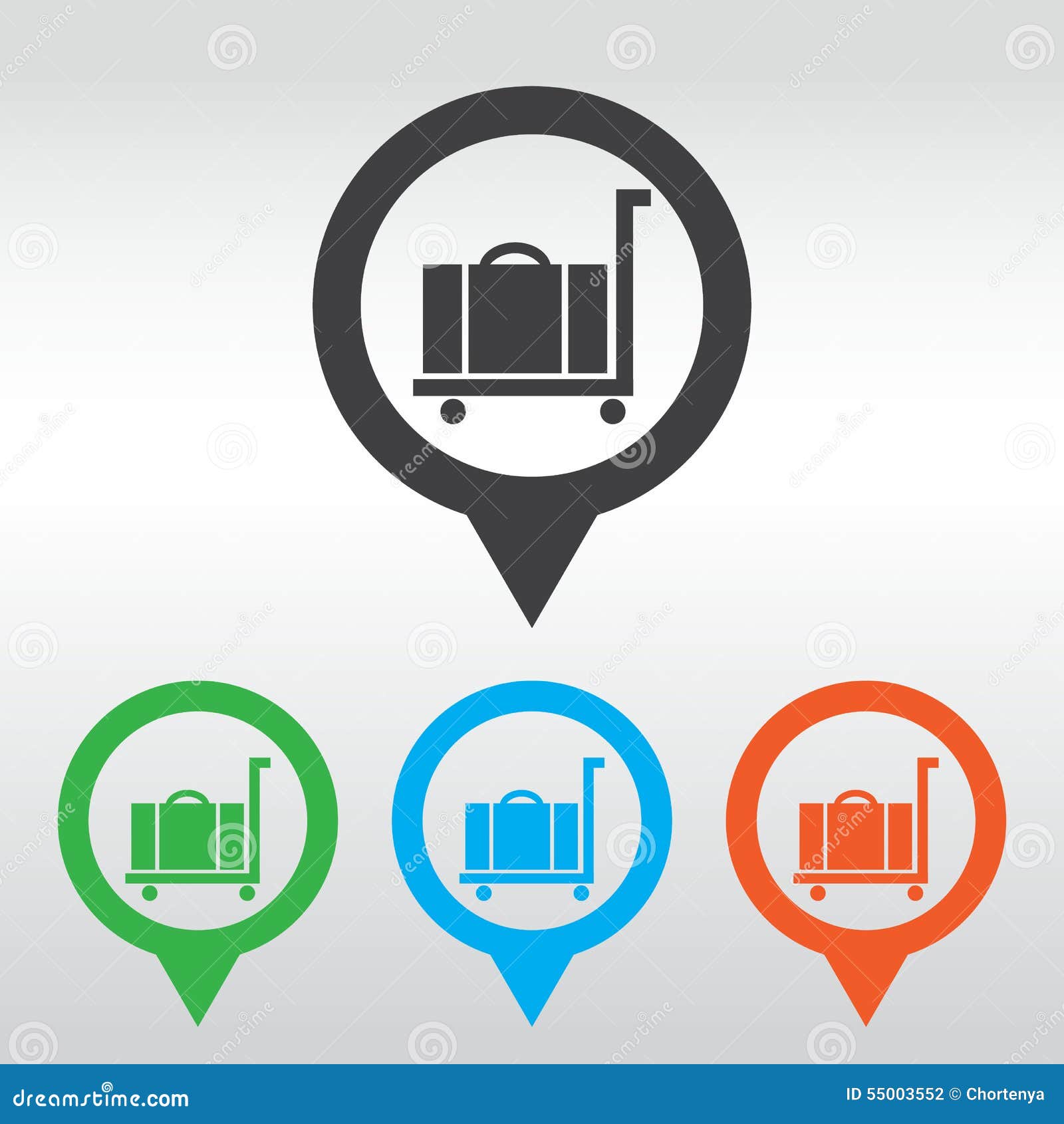 Luggage Trolley Icon, Icon Map Pin Editorial Photography - Illustration ...