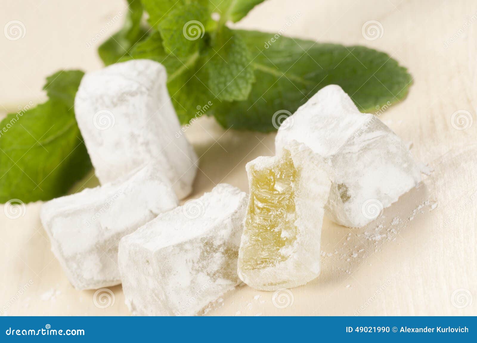Lukum (Turkish Delight) with Mint Stock Photo - Image of delight, sweet ...