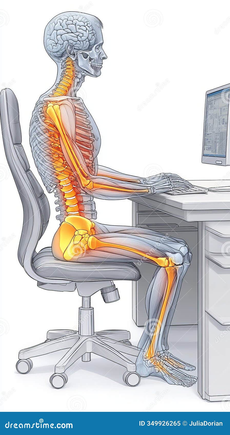 Lumbar Compression From Poor Posture. Intervertebral Disc Stress While ...