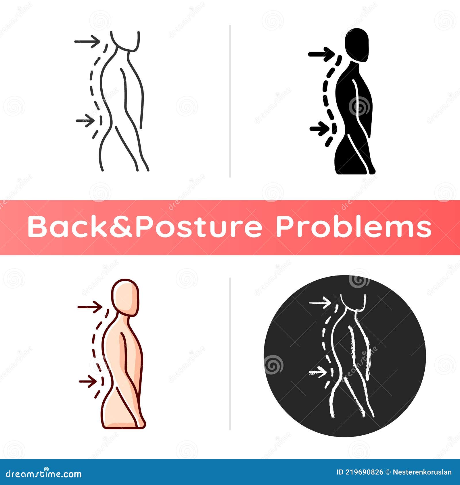 Lumbar Lordosis Icon Stock Vector Illustration Of Contour 219690826