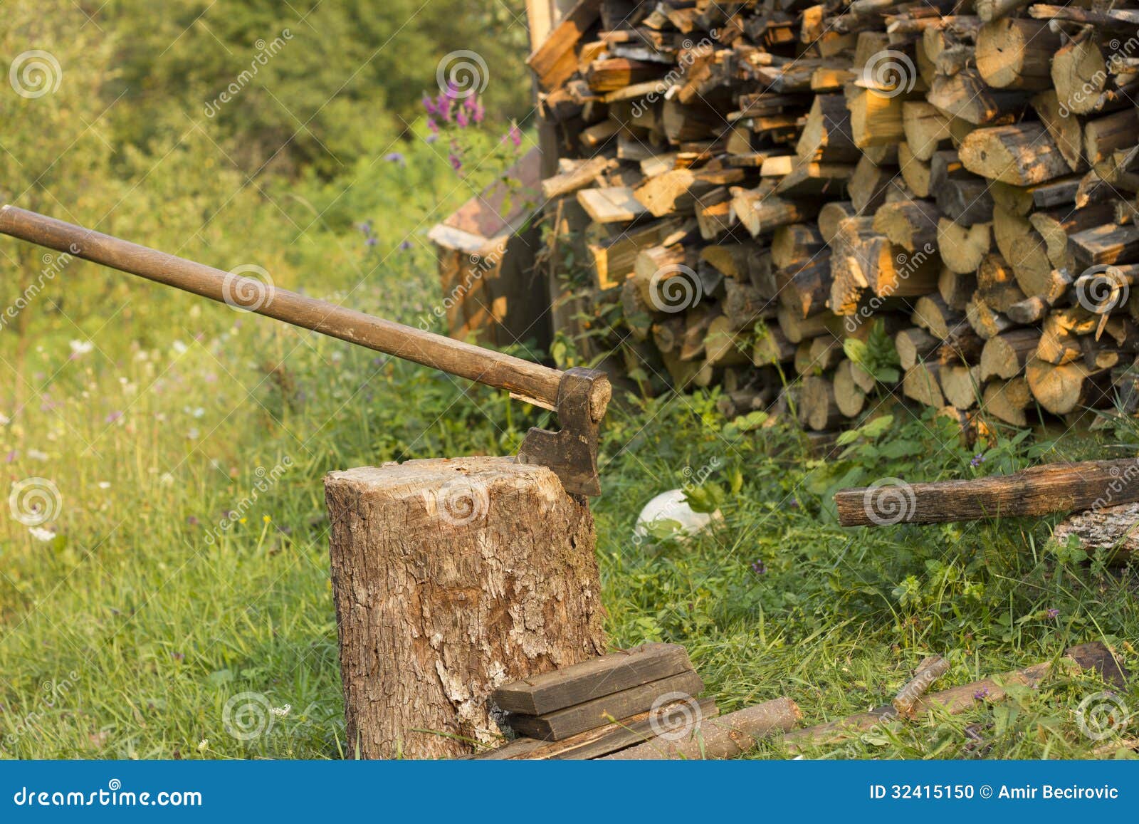 Chopping firewood stock photo. Image of logs, pile, winter - 32415150