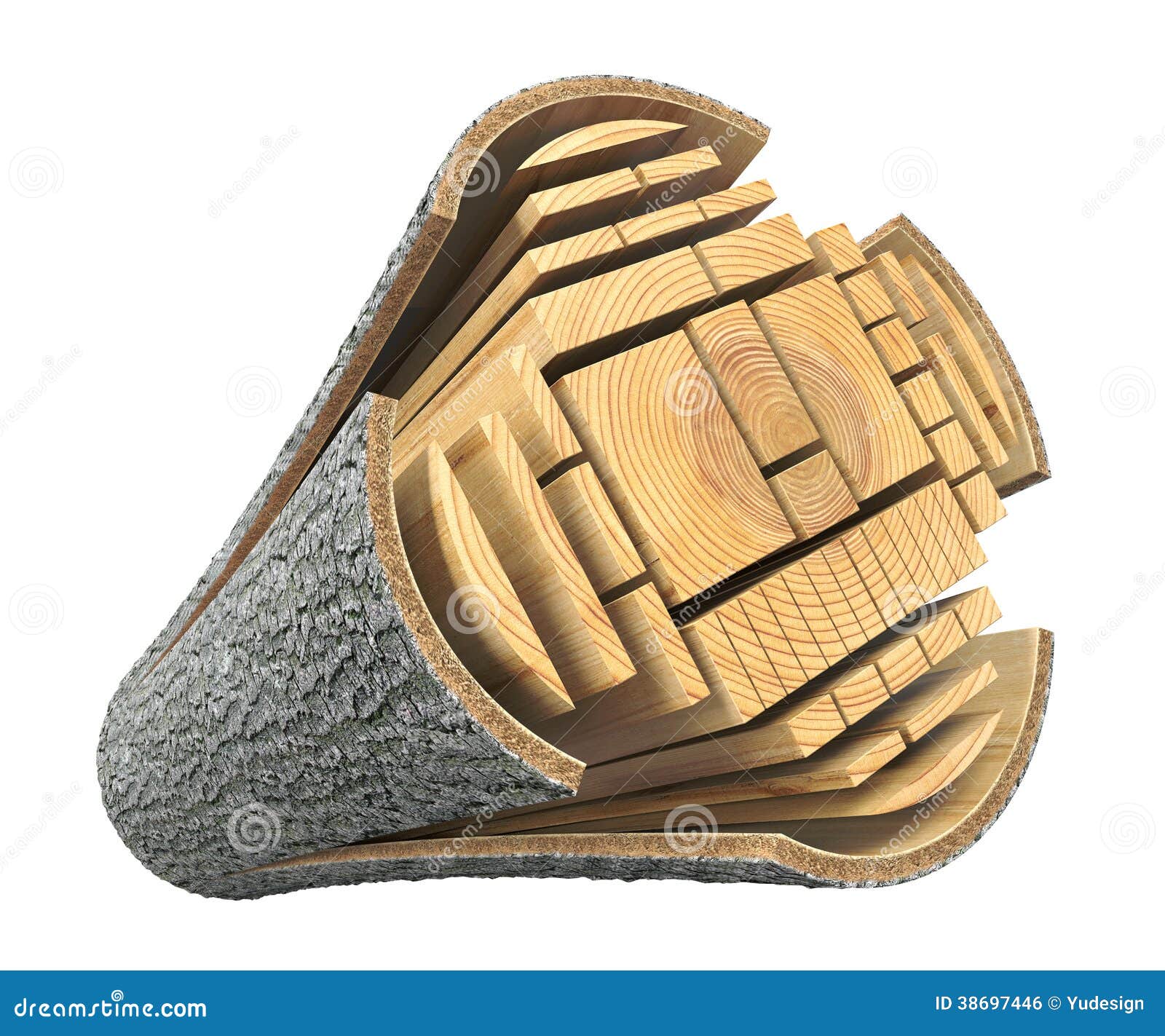 Lumber from the log stock illustration. Illustration of cross - 38697446