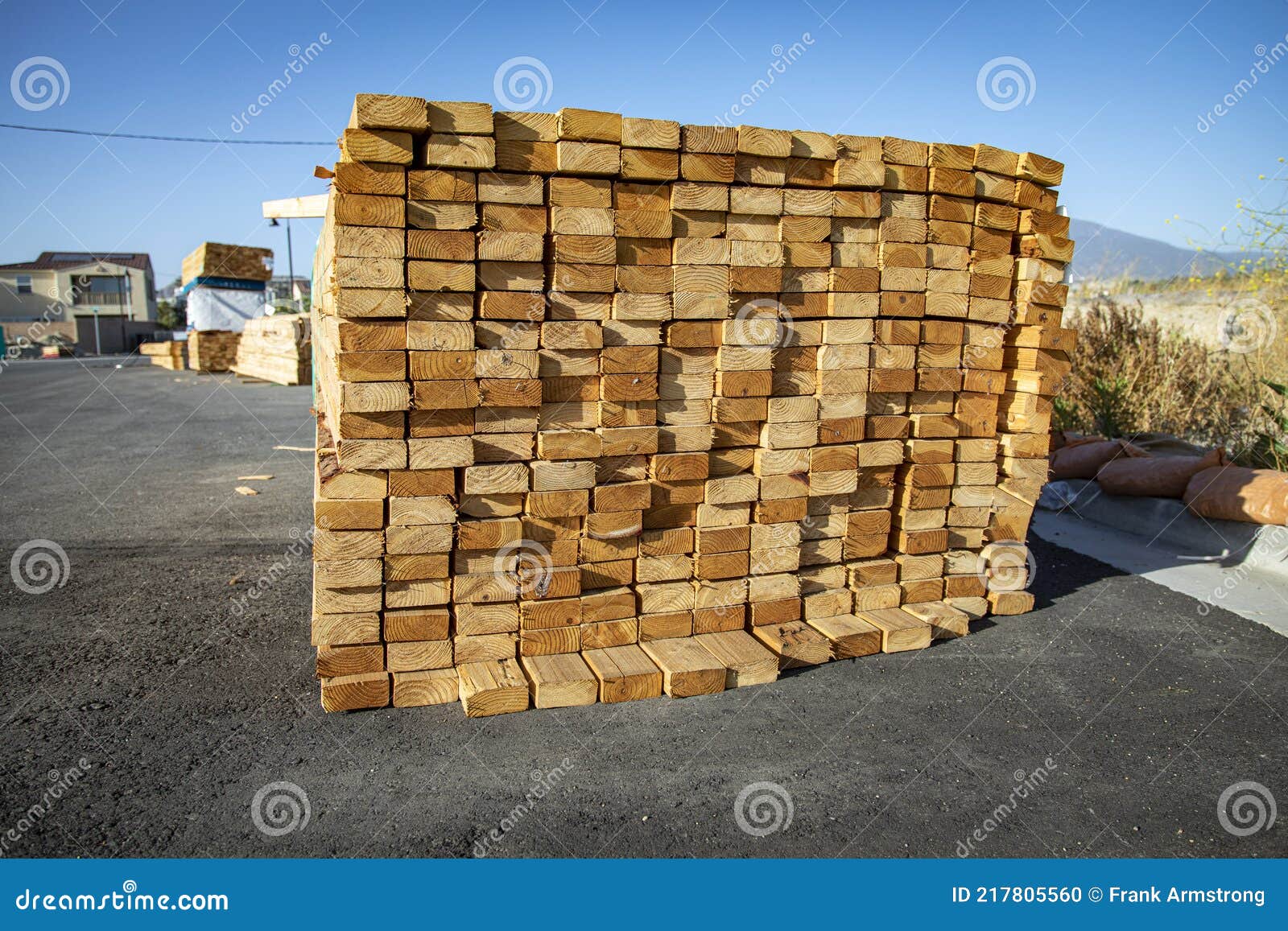 Lumber Stacked in a Bundle at a Construction Site Stock Photo - Image ...