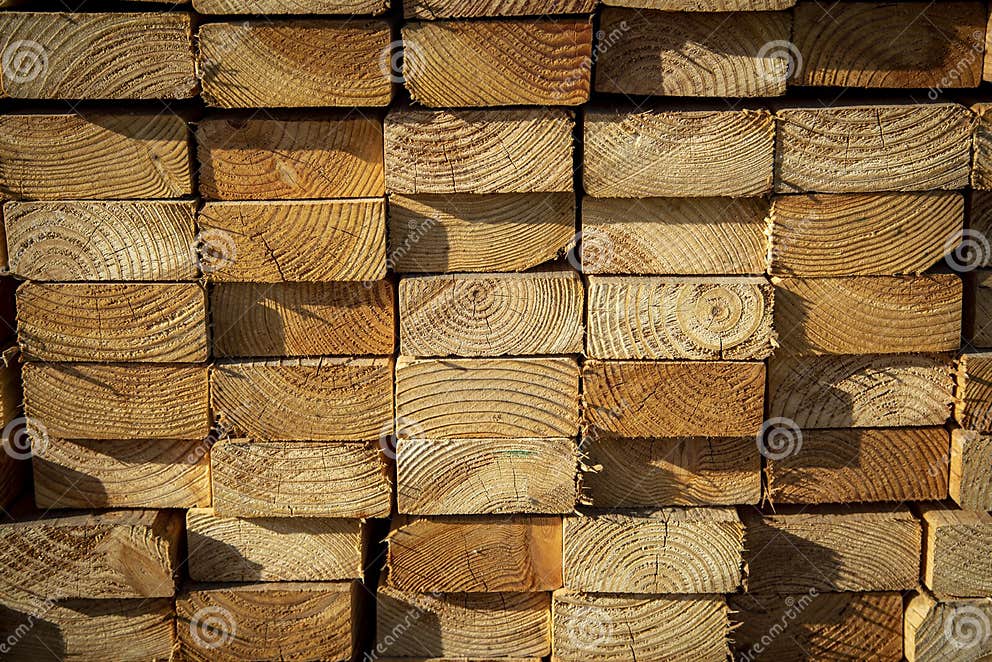 Lumber Stacked in a Bundle at a Construction Site Stock Image - Image ...