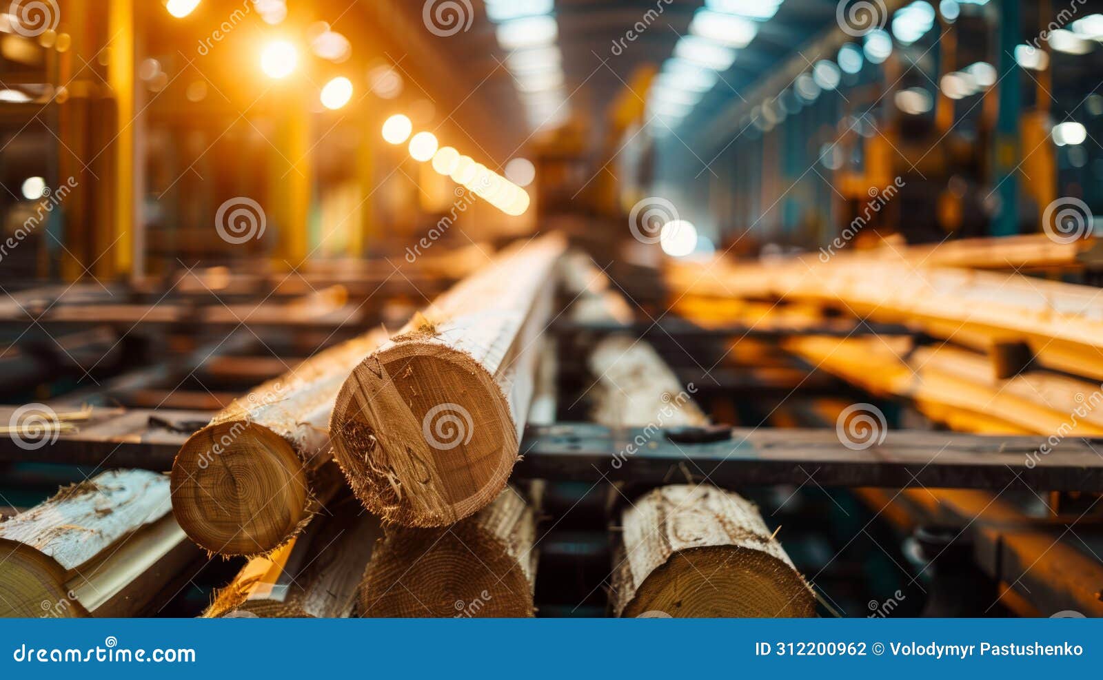 Lumber Stacked Neatly Inside Factory Stock Photo - Image of wood, beam ...