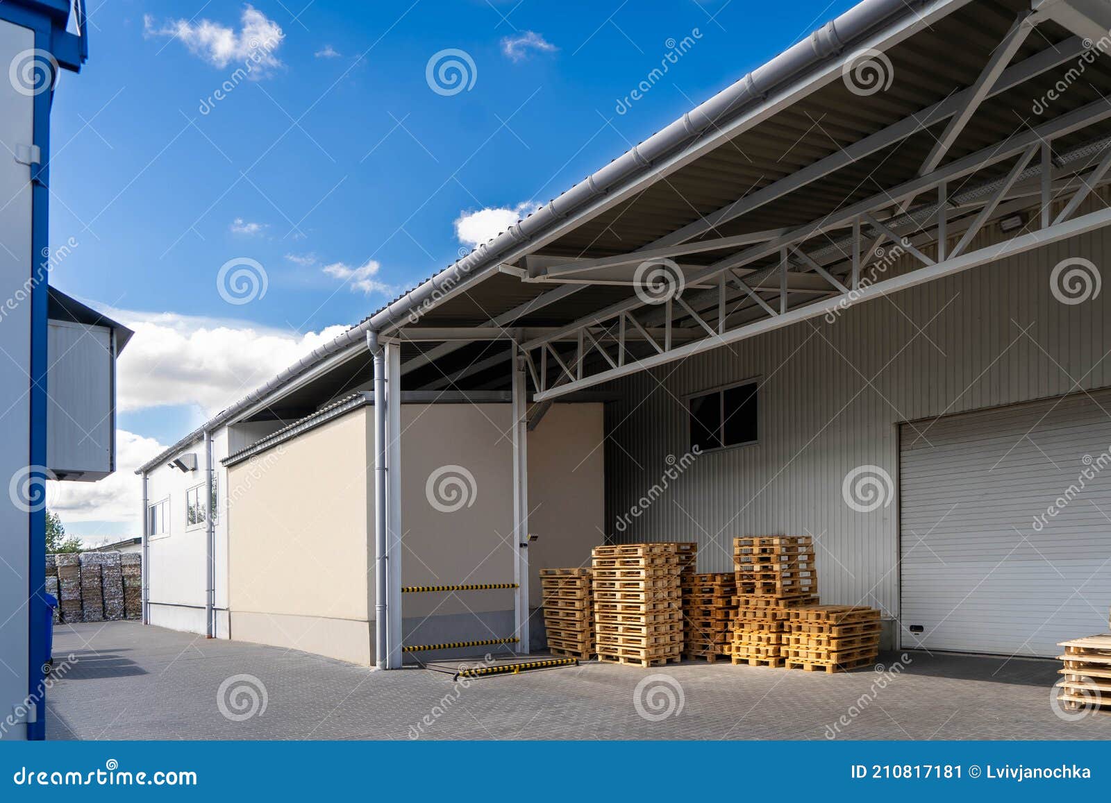 Lumber and Warehouse Territory in Perspective View Stock Image - Image ...