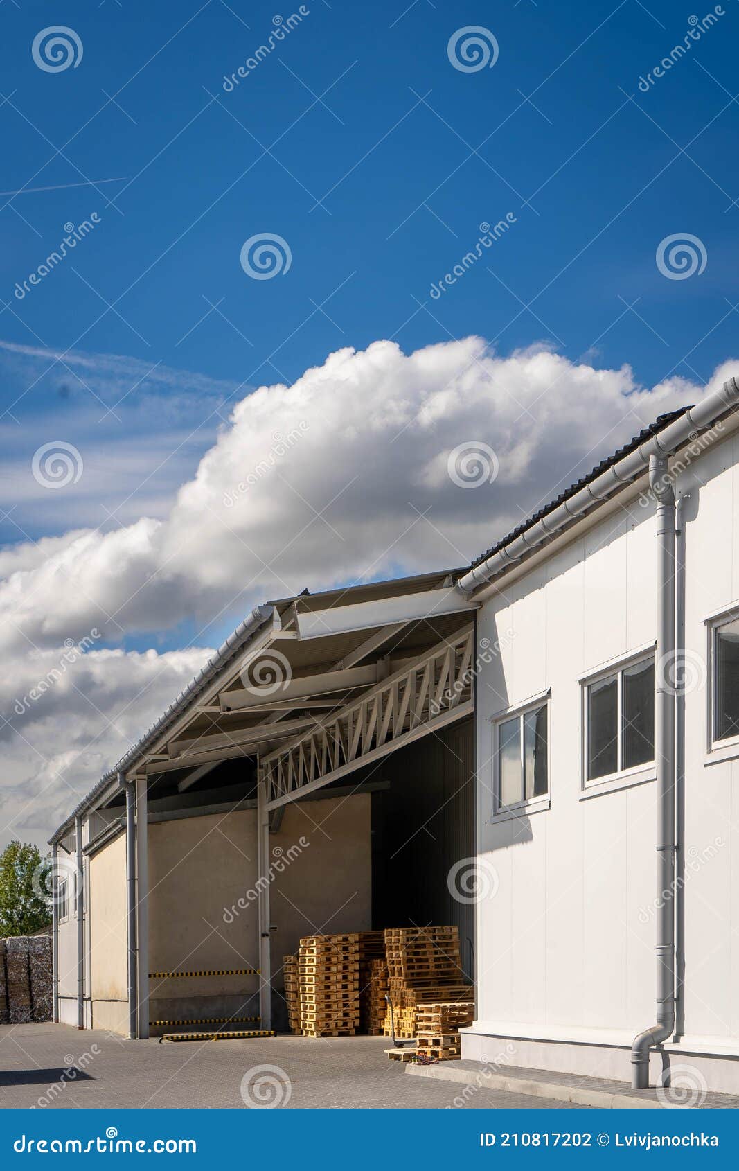 Lumber and Warehouse Territory in Perspective View Stock Photo - Image ...