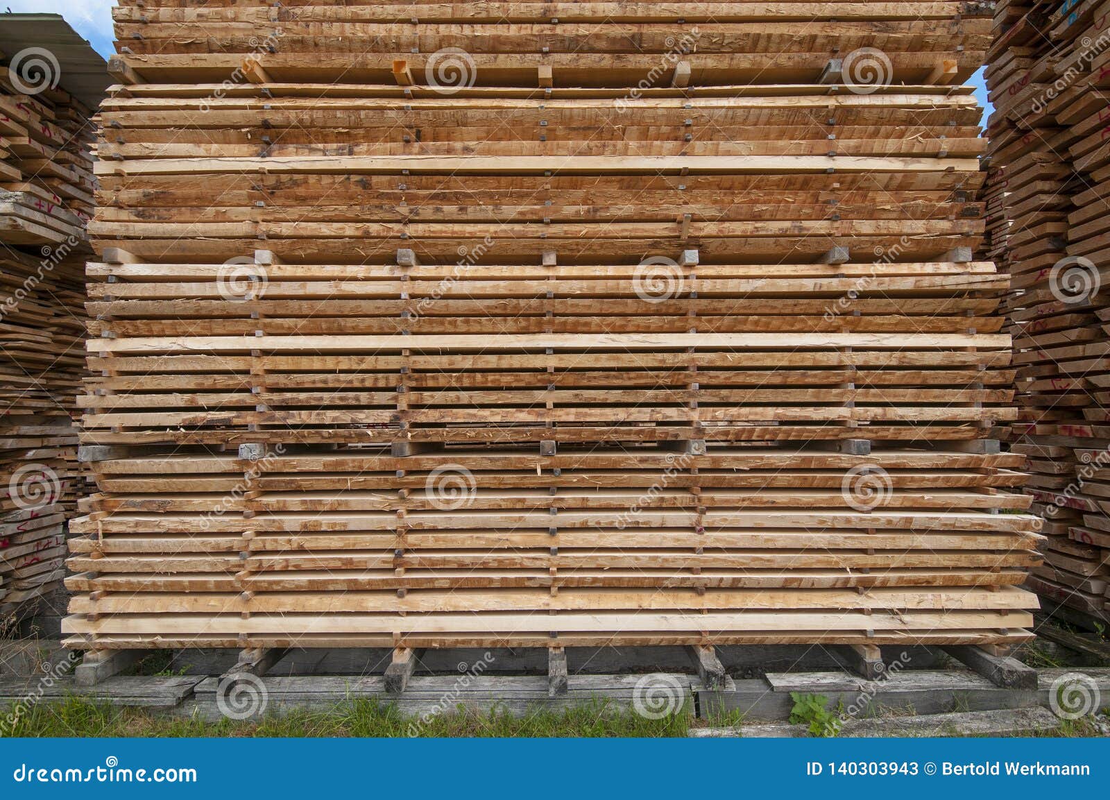 Lumber yard, wooden boards stock image. Image of grain - 140303943