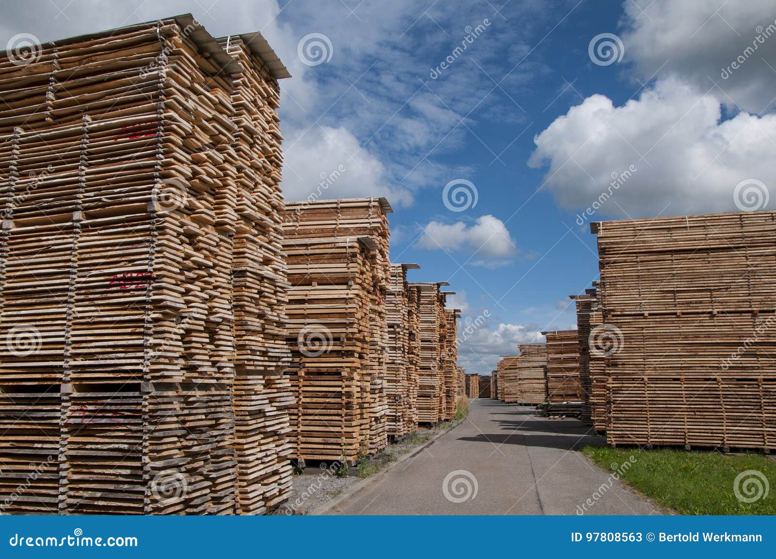 Lumber yard, wooden boards stock image. Image of decor - 97808563