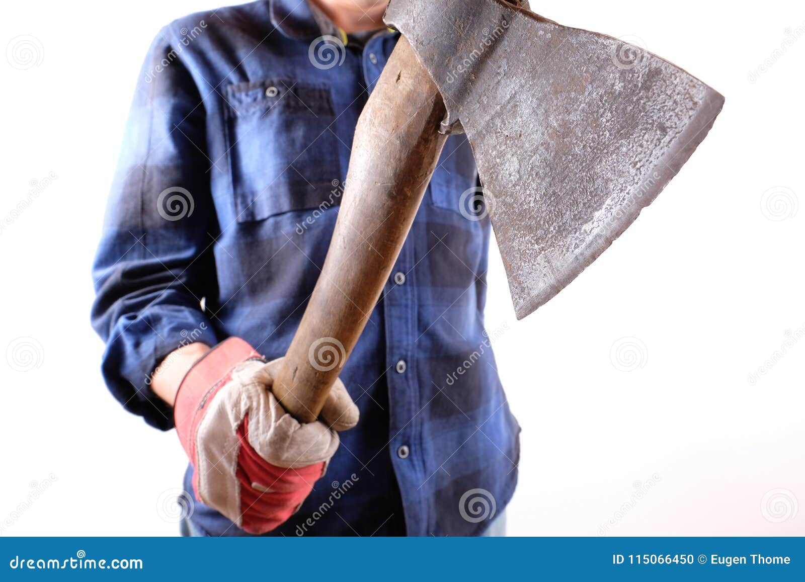 Lumberjack with an ax stock photo. Image of logger, frontal - 115066450