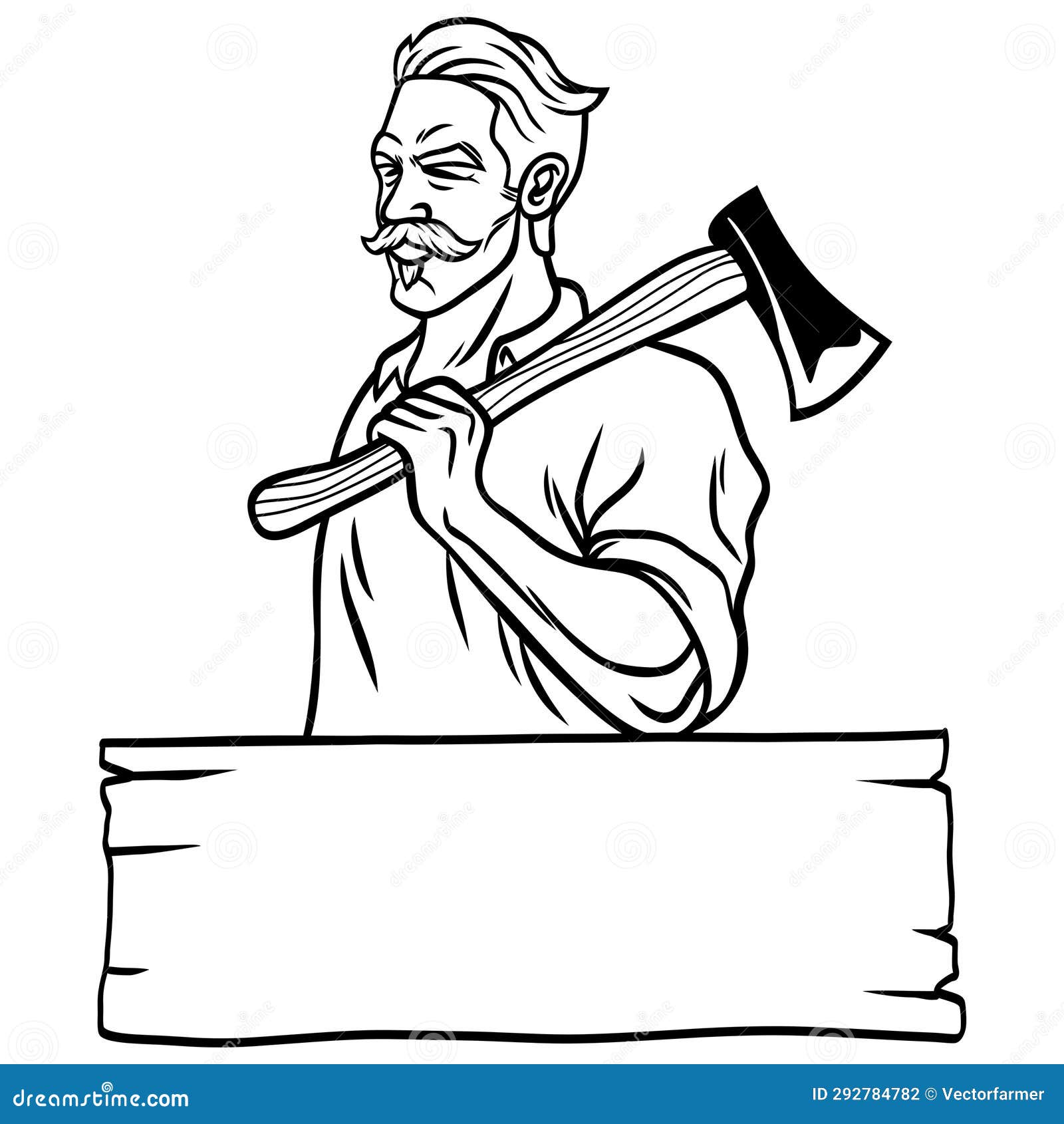 Lumberjack With Axe Illustration Vector Character Design Drawing ...