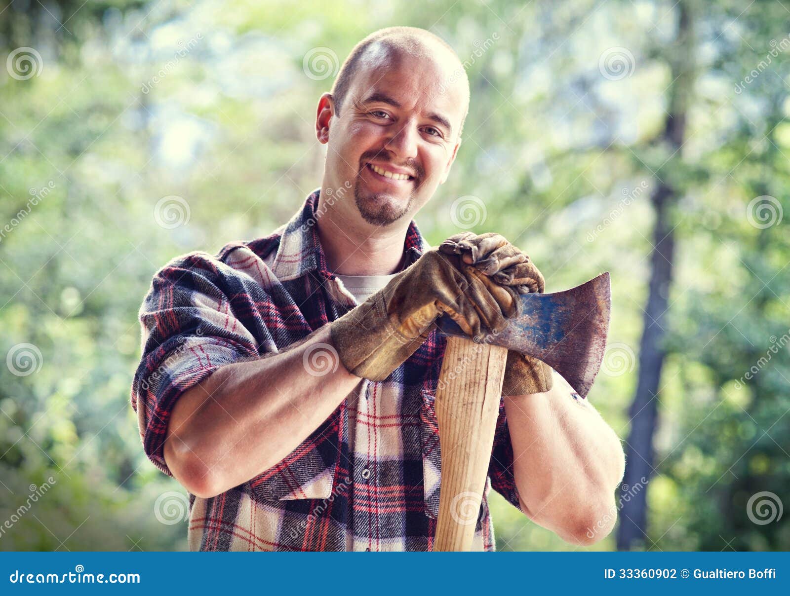 Lumberjack with axe stock photo. Image of young, lumber - 33360902