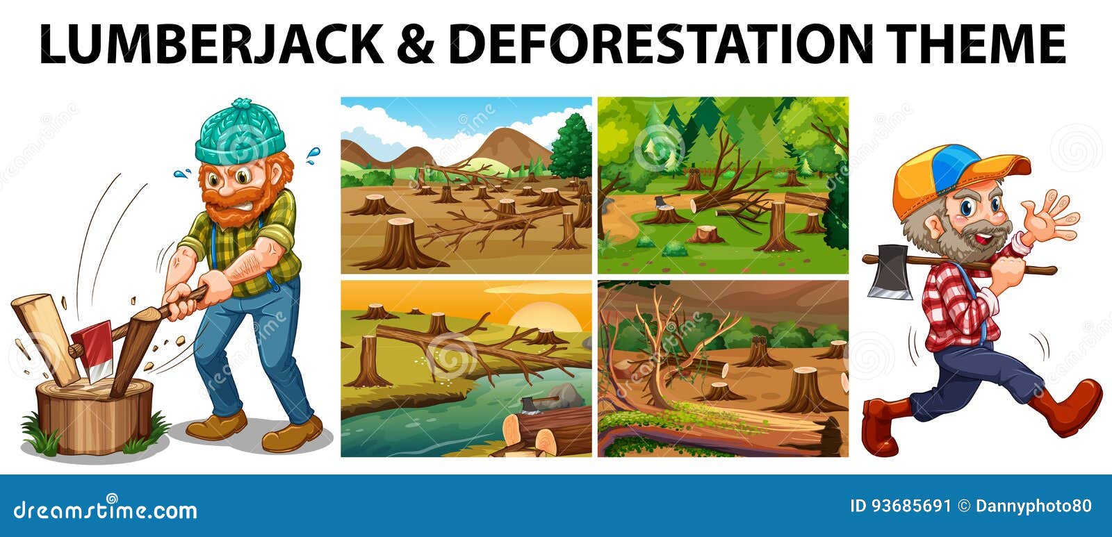 Scenes Of Deforestation And Building Cartoon Vector | CartoonDealer.com ...