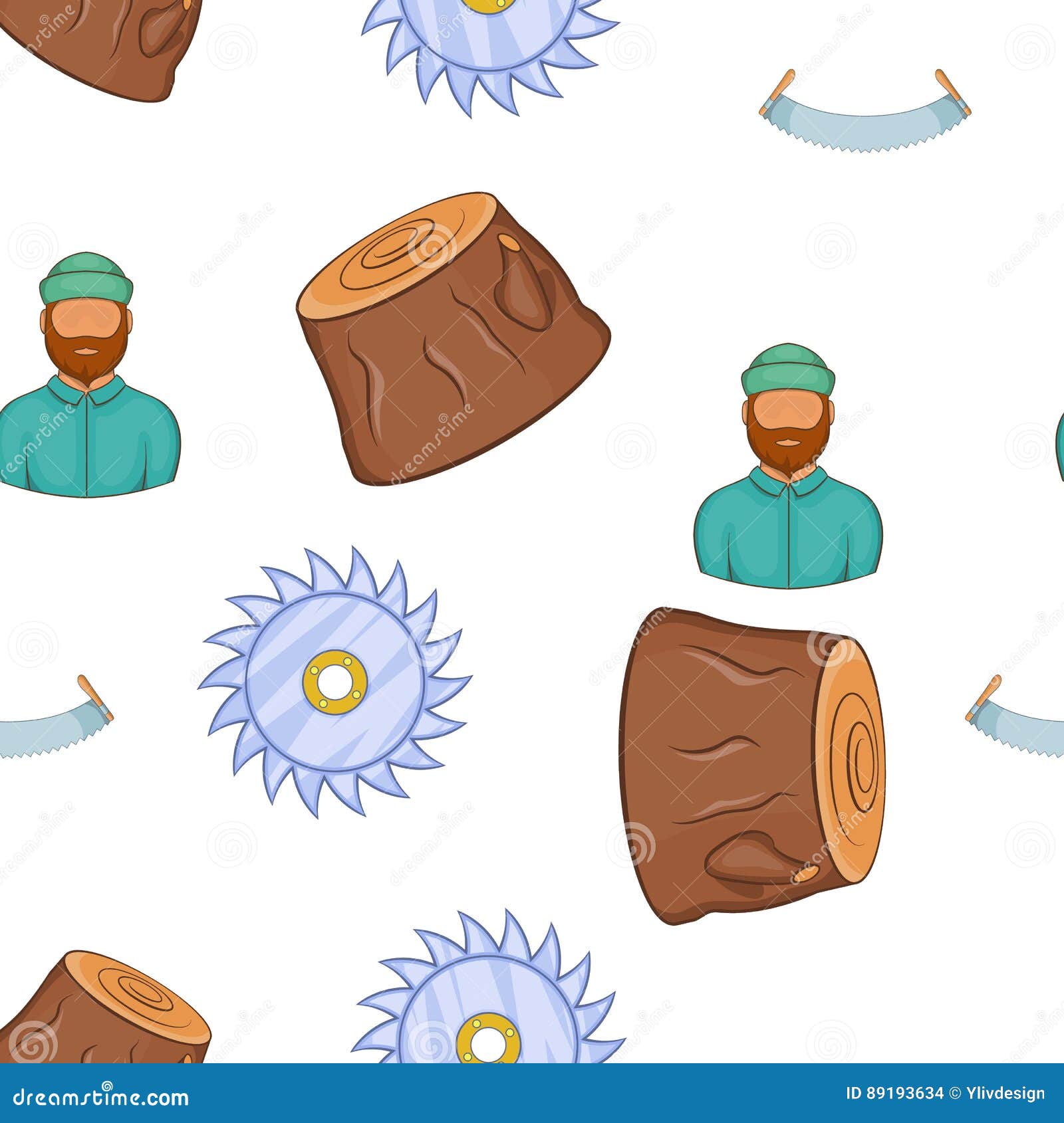 Lumberjack Equipment Pattern, Cartoon Style Stock Vector - Illustration ...
