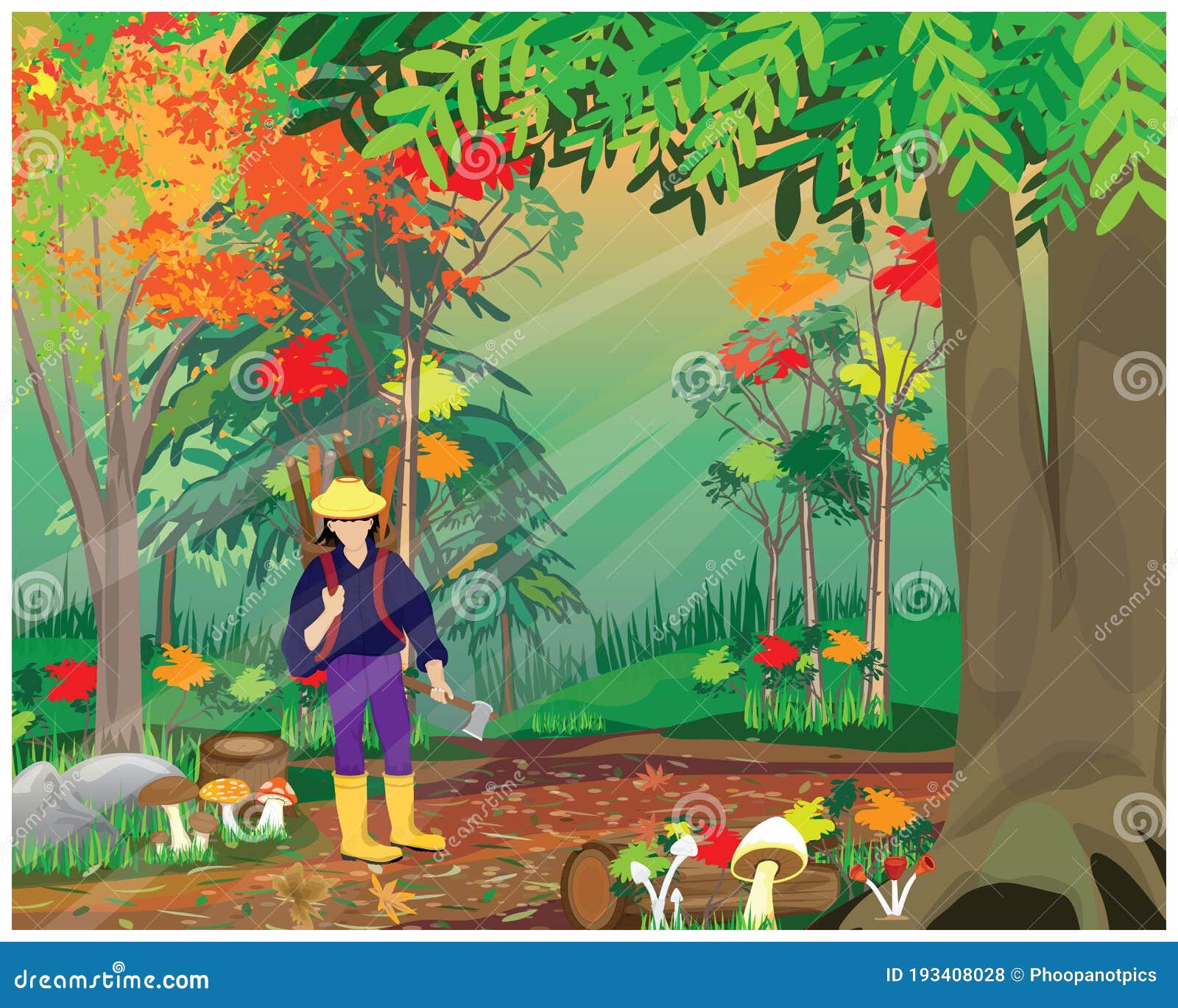 Lumberjack in Forest Vector Design Stock Vector - Illustration of count ...