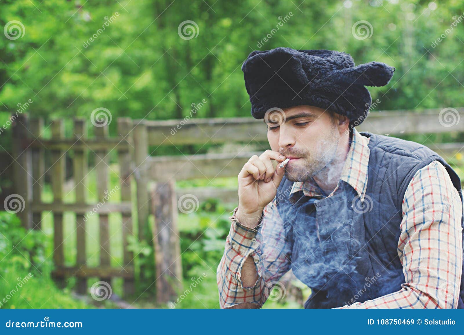 Lumberjack in the hat stock image. Image of young, lumber - 108750469