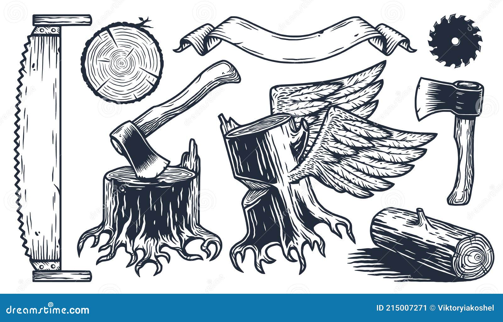 Lumberjack With Ax. Set Of Elements For Axeman Cartoon Vector ...