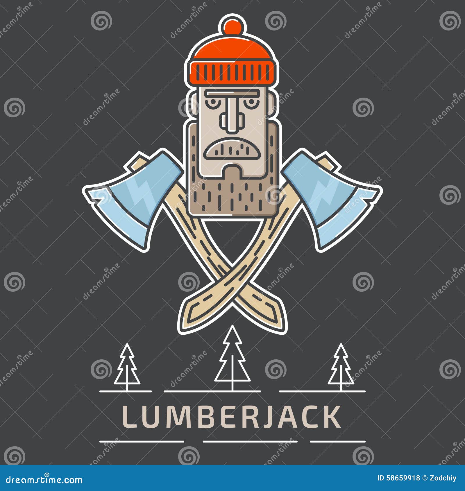 Lumberjack Logo. Woodcutter Sign. Lumberman Symbol. Feller With Vector ...