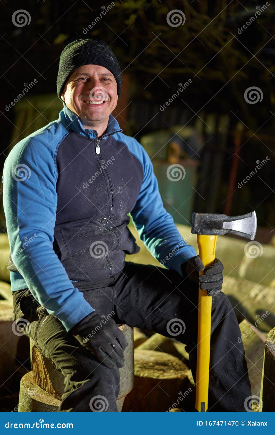 Lumberjack Resting after Work Stock Photo - Image of chop, wood: 167471470