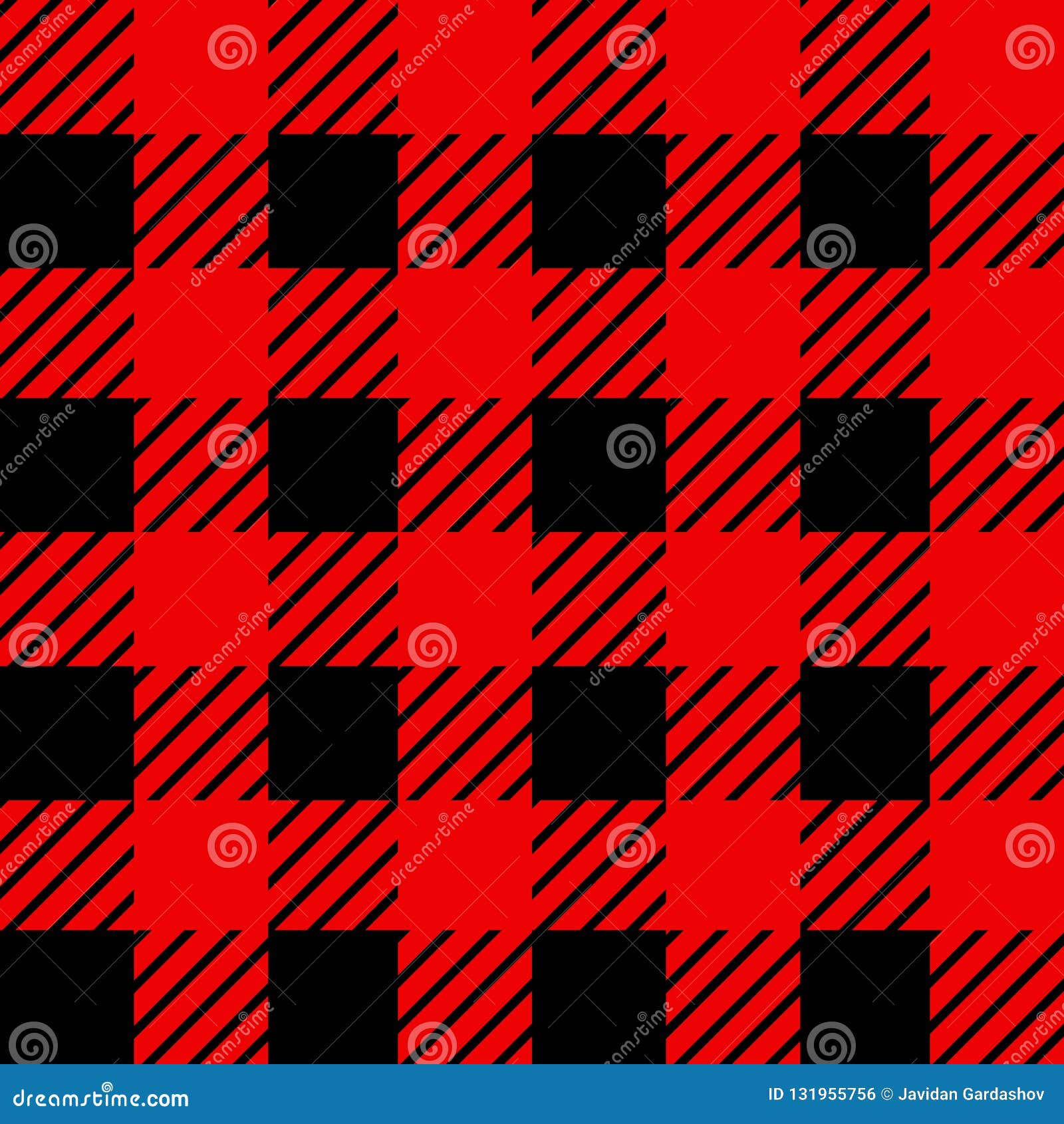 Lumberjack Plaid Pattern in Red and Black. Seamless Vector Pattern ...
