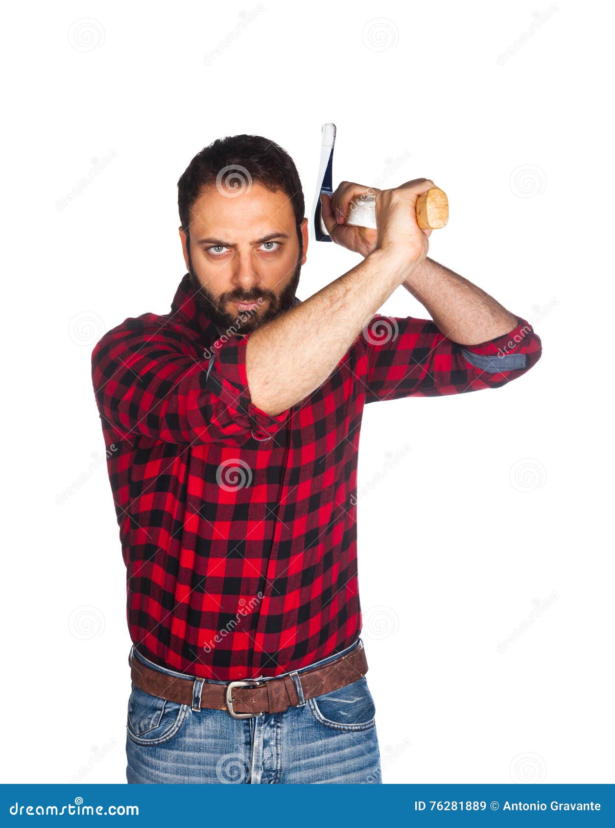 Lumberjack with Plaid Shirt Stock Image - Image of adult, plaid: 76281889