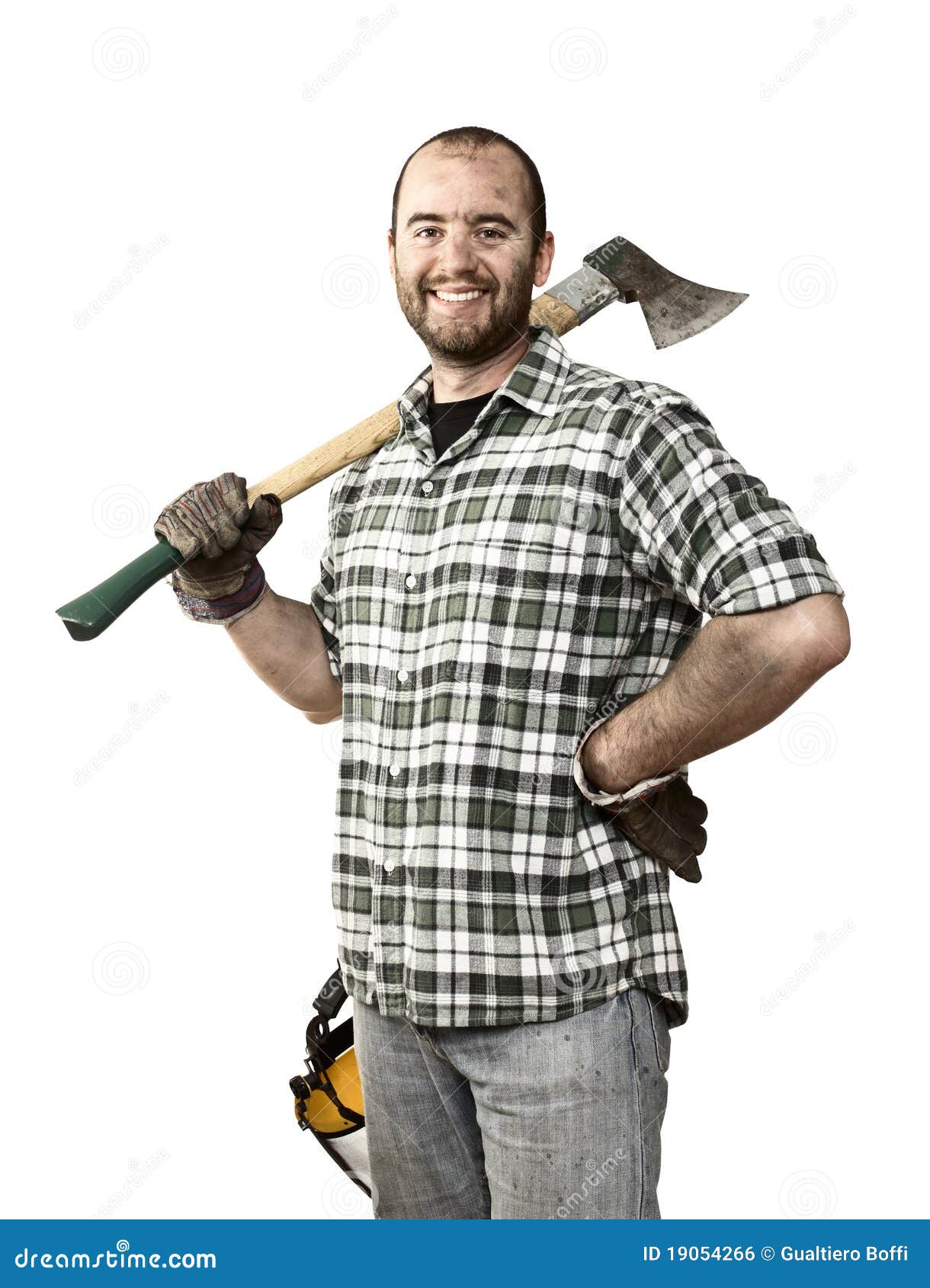 Lumberjack portrait stock photo. Image of tradesman, safety - 19054266