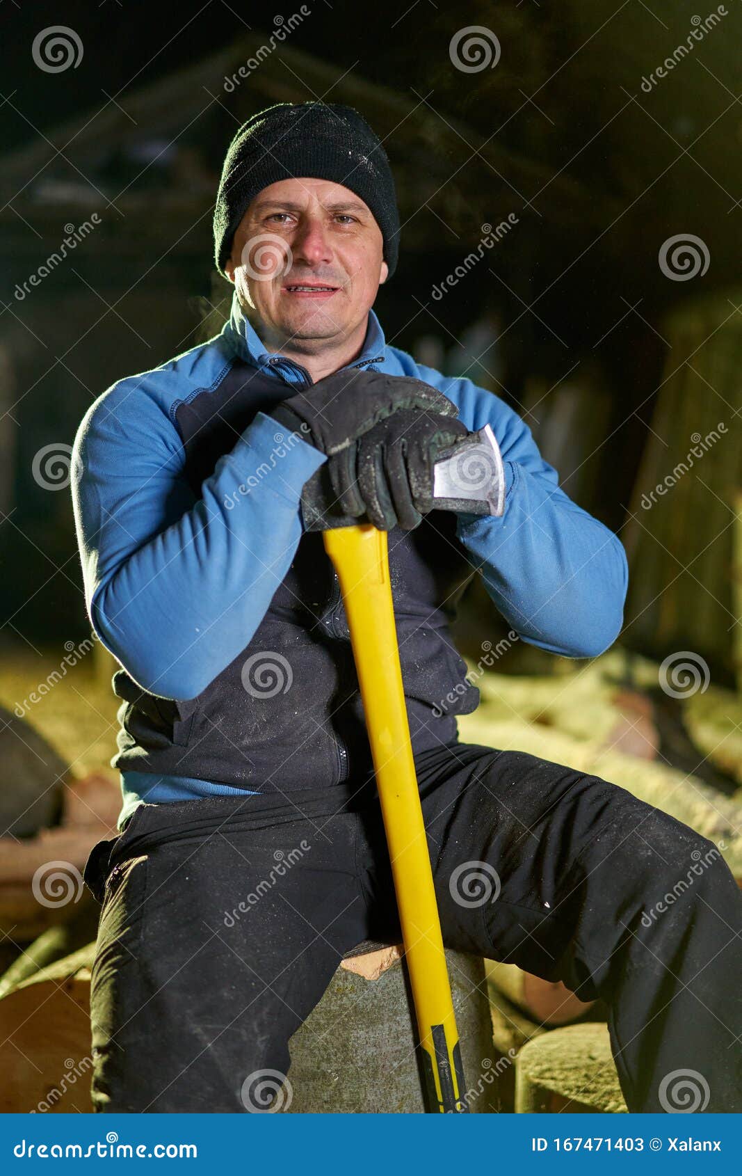 Lumberjack Resting after Work Stock Image - Image of outdoors, timber ...