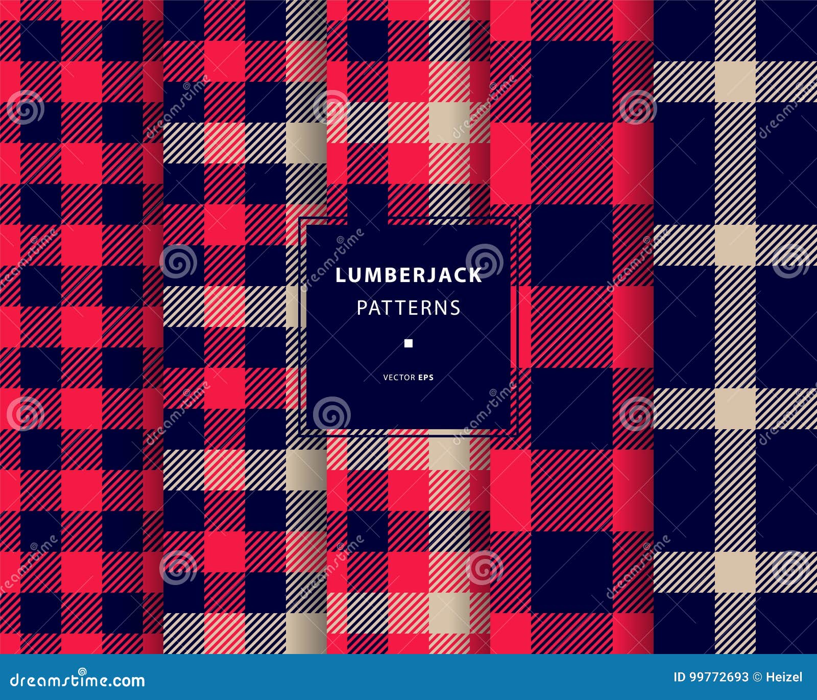 Lumberjack Seamless Patterns Set Stock Vector - Illustration of ...