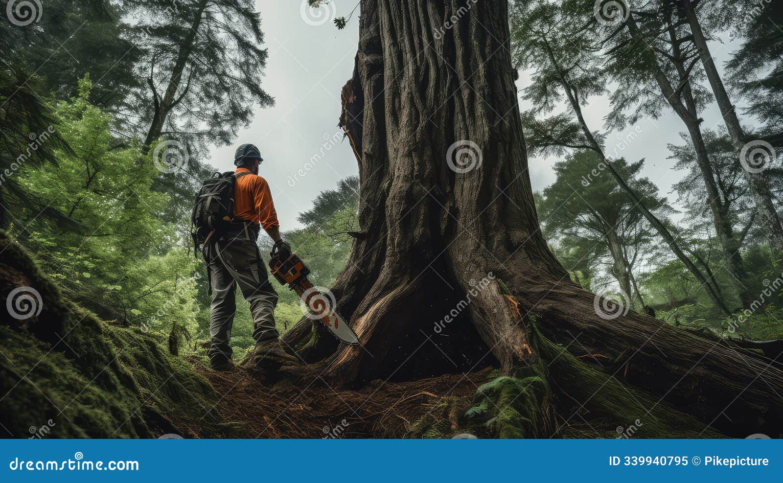 Lumberjack Tree and Chainsaw Stock Image - Image of nature, safety ...