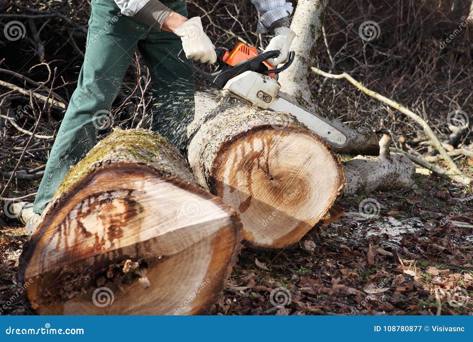 Chainsaw Cutting Wood Stock Image | CartoonDealer.com #18249967