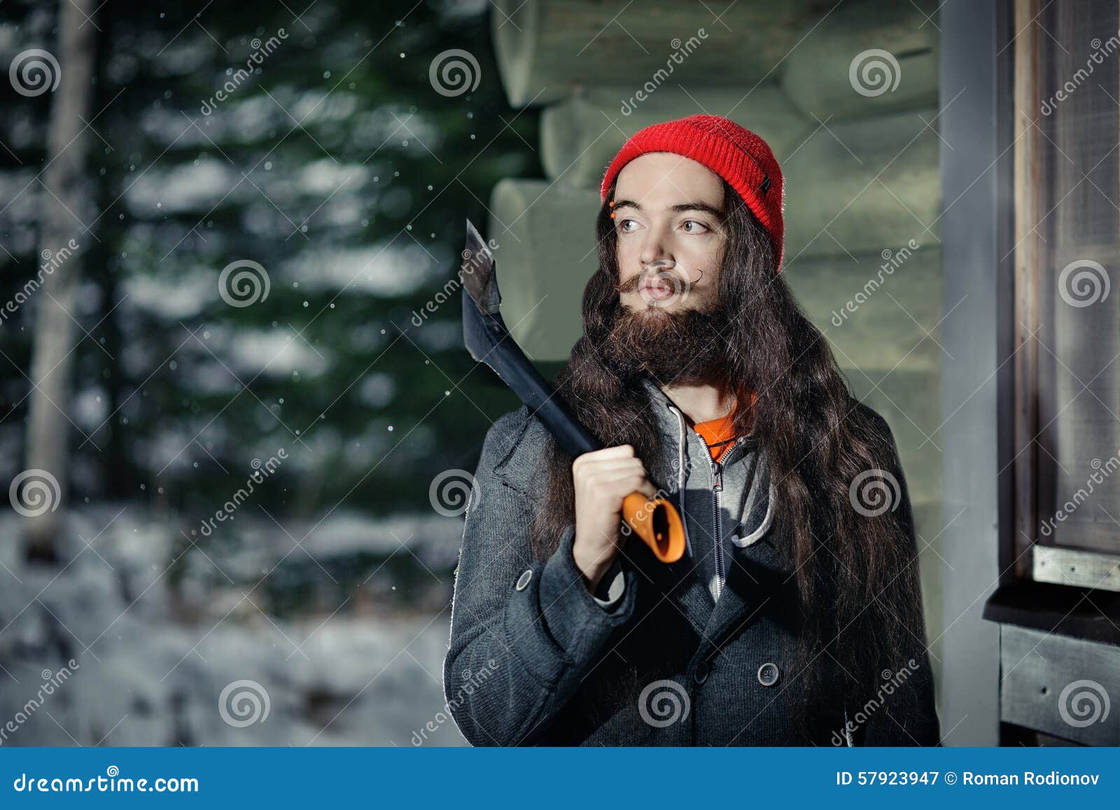 Lumberjack in a Winter Forest Stock Image - Image of forest, december ...