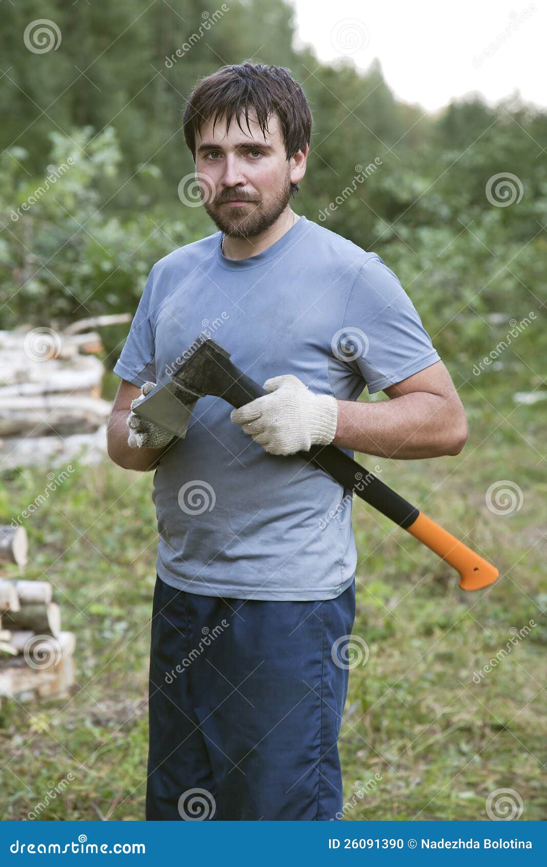 Lumberman with an axe stock photo. Image of rural, adult - 26091390