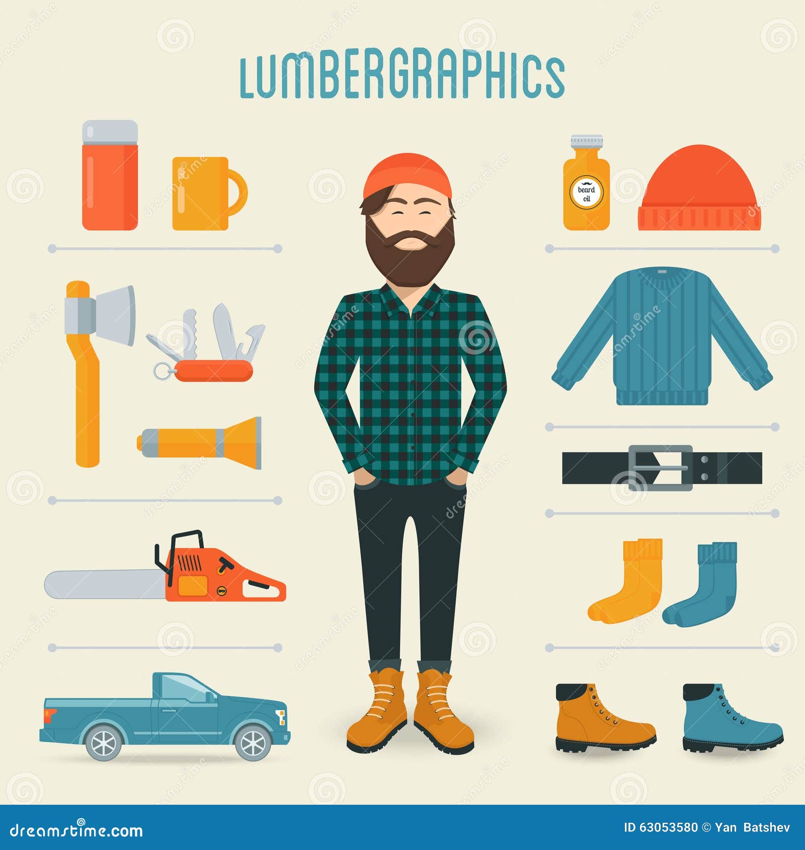 Lumberman Fashion Trend Infographics Elements Stock Vector ...