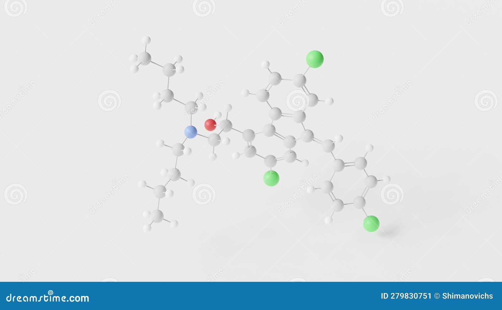 Lumefantrine Molecule 3d, Molecular Structure, Ball and Stick Model ...