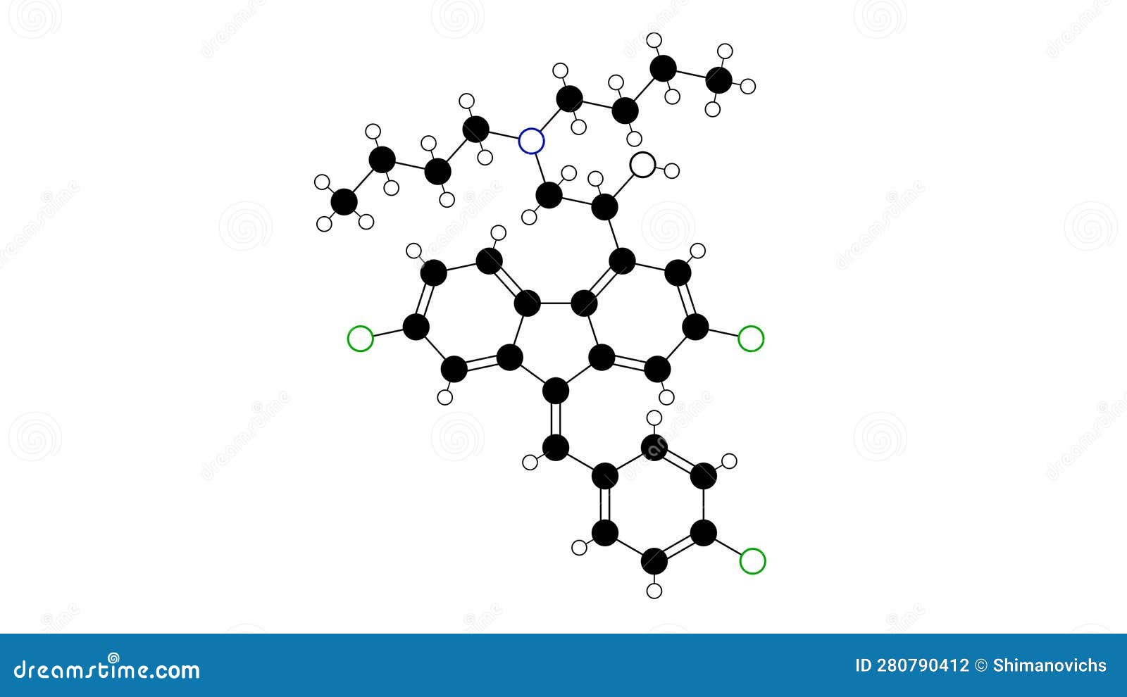 Lumefantrine Molecule, Structural Chemical Formula, Ball-and-stick ...