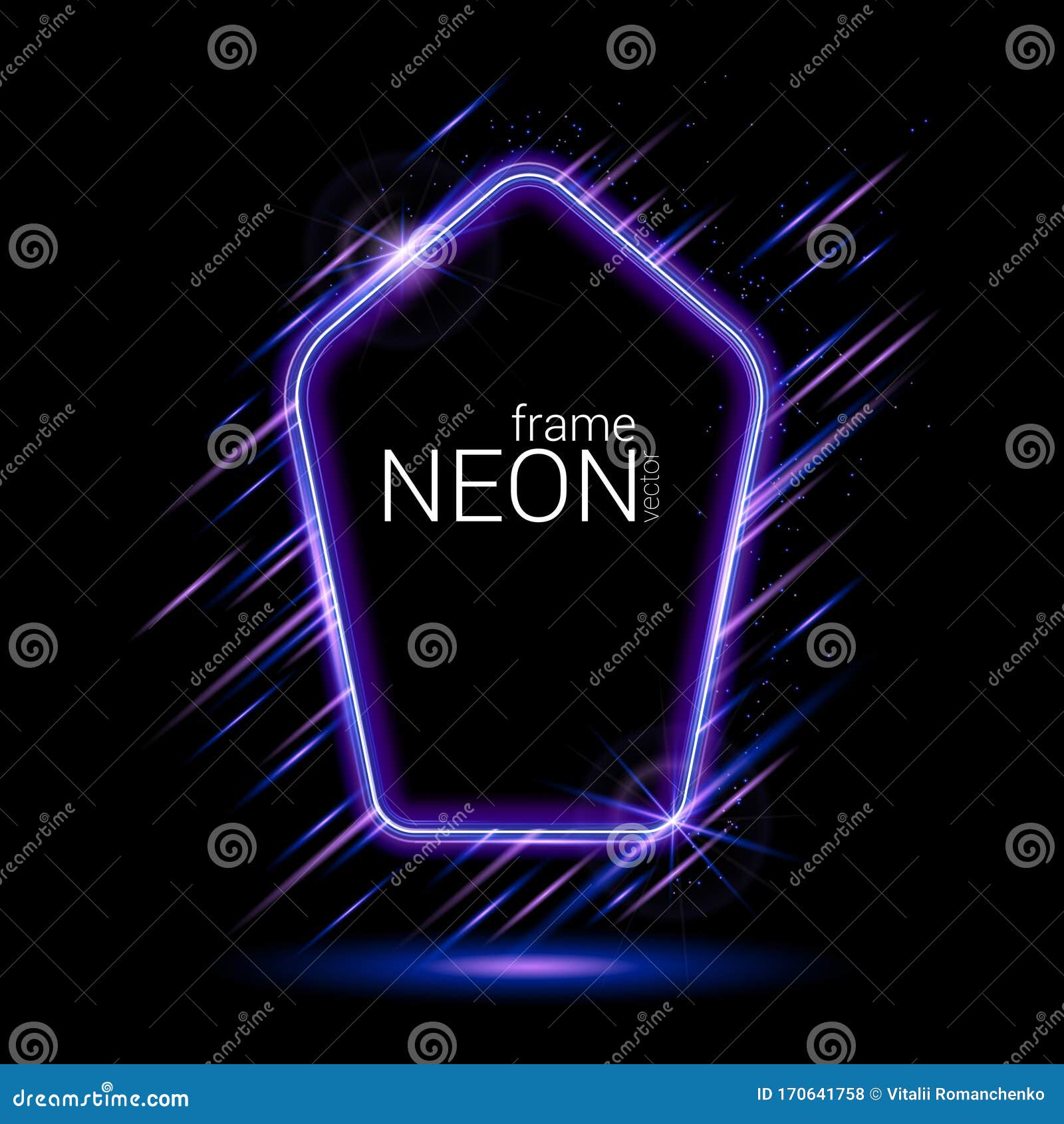 Vector. Violet Neon Frame on a Black Background. Trendy Modern Banner ...