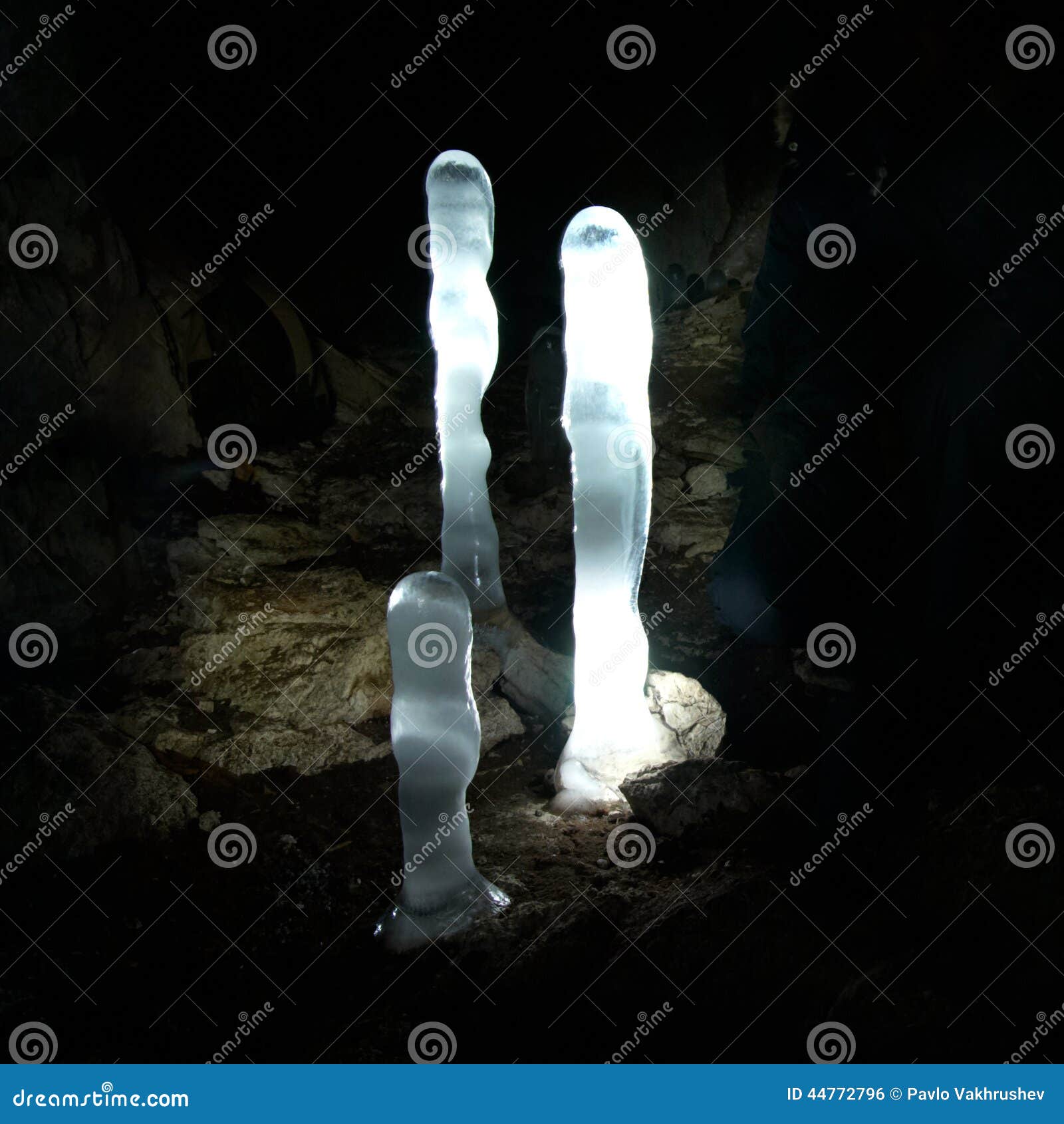 Luminescent Ice Stalagmites Stock Photo - Image of clear, nature: 44772796