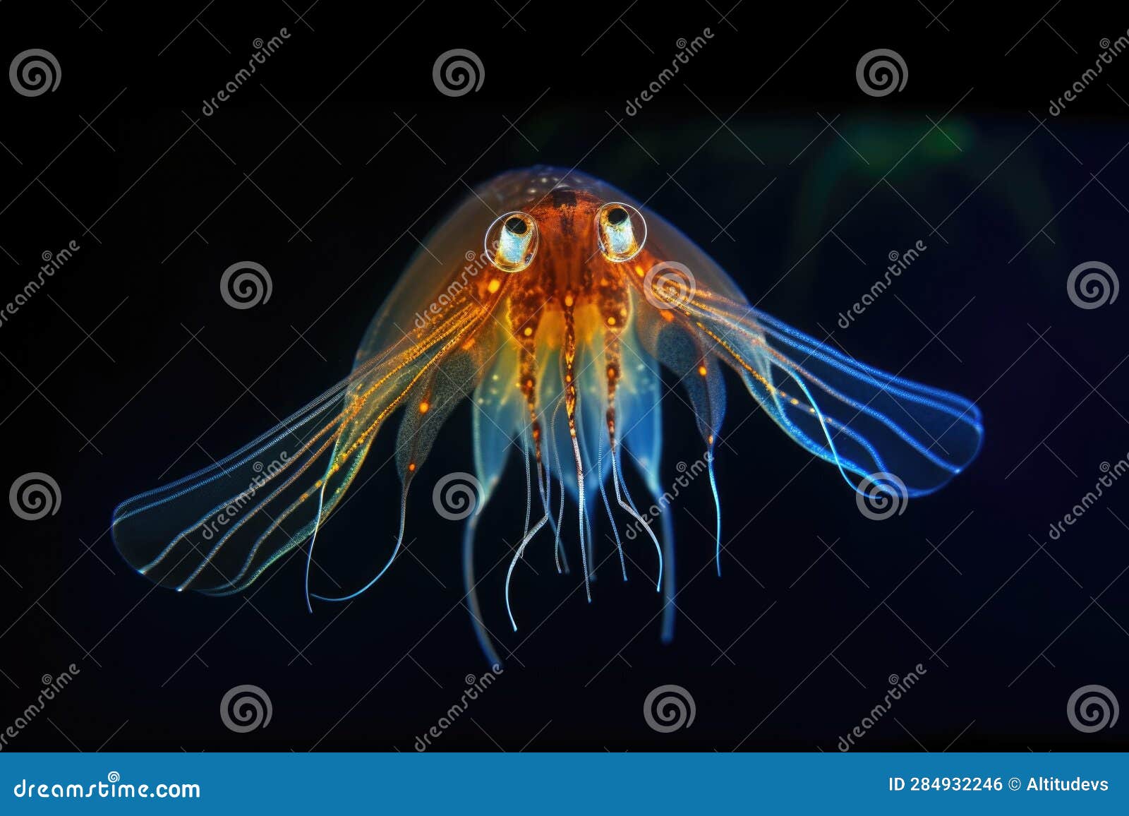 Luminescent Squid Producing Light Show Underwater Stock Photo - Image ...