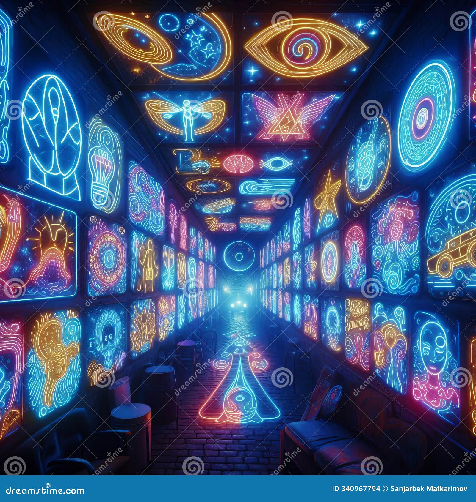 Luminogram Neon Signs a Vibrant Display of Neon Signs Captured W Stock ...