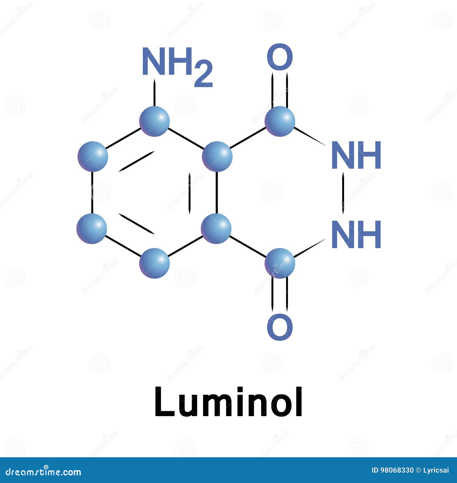 Luminol-Chemikalienchemolumineszenz Vektor Abbildung - Illustration von ...