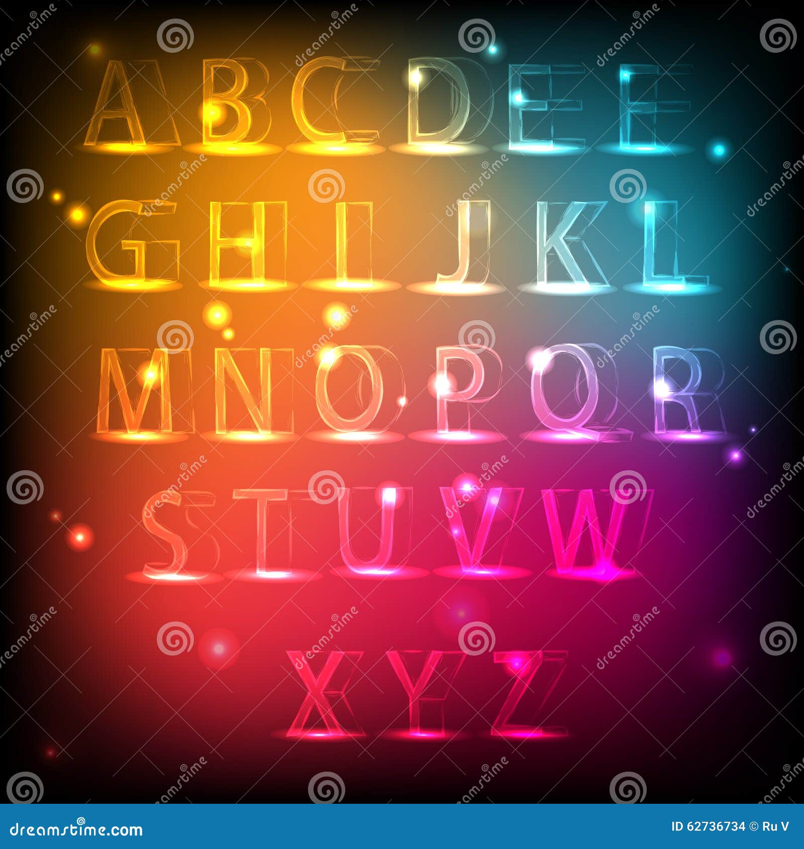 Luminous Alphabet. Neon English Font. Stock Vector - Illustration of ...