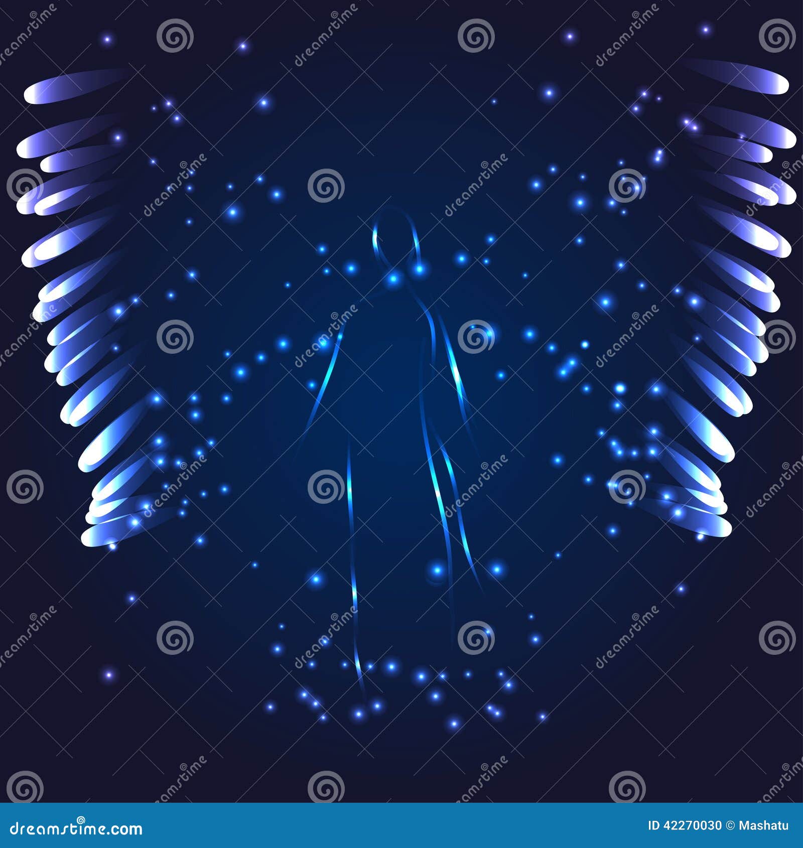 Luminous Angel on a Dark Background Stock Vector - Illustration of ...