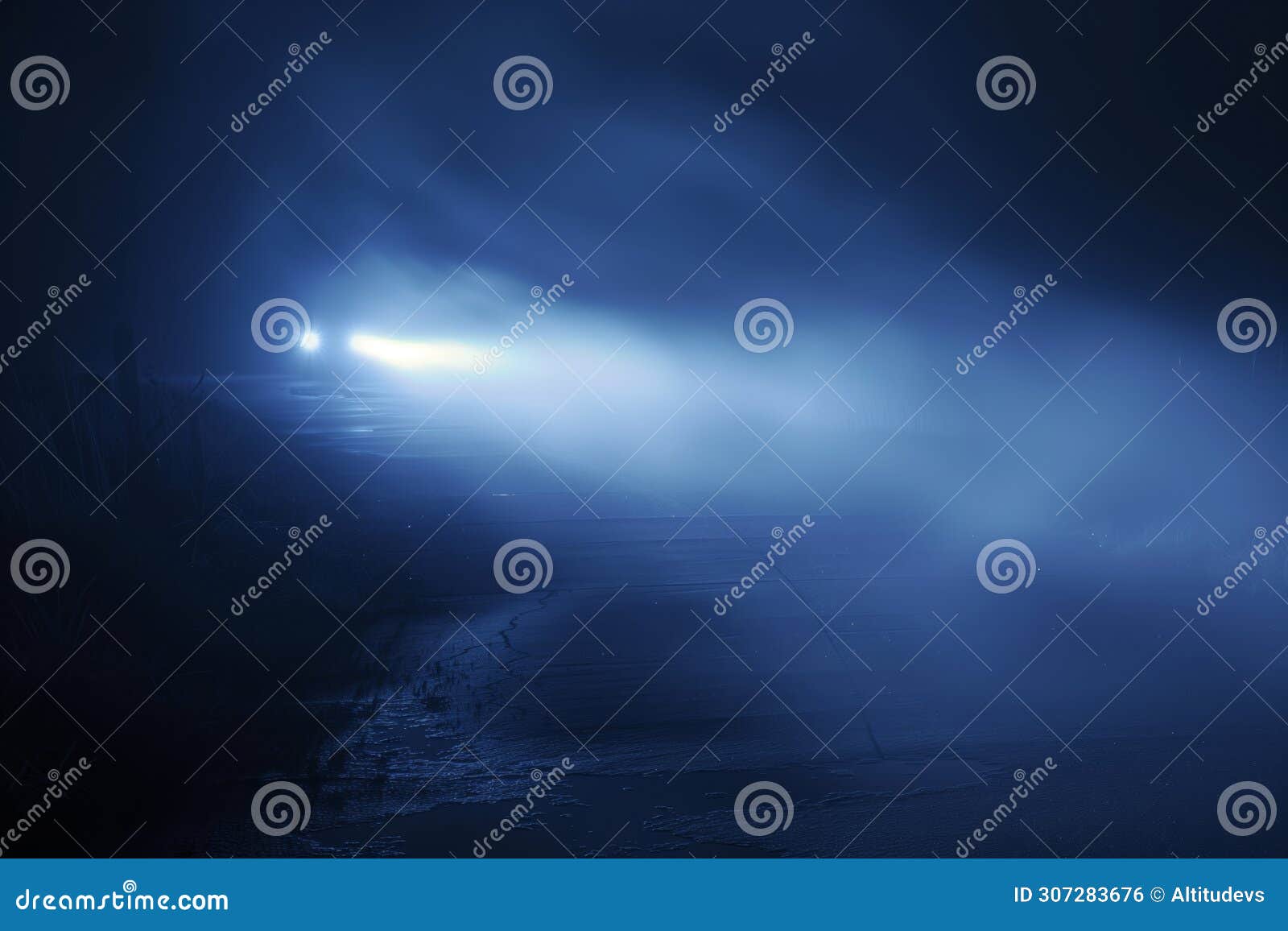 Luminous Beams from Car Piercing Fog at Night Stock Photo - Image of ...
