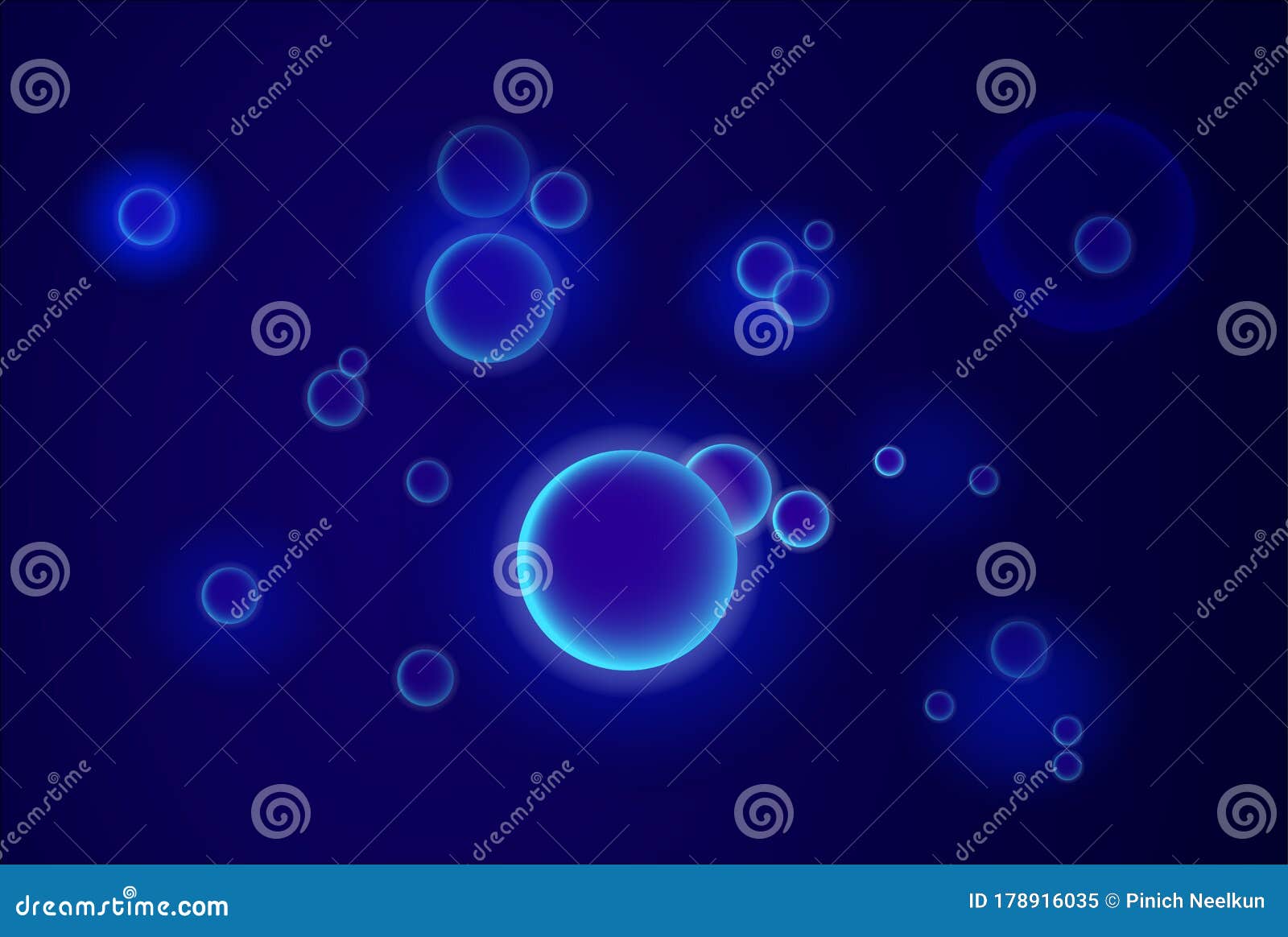 Luminous Blue Bacteria, on a Dark Blue Background. Stock Illustration ...