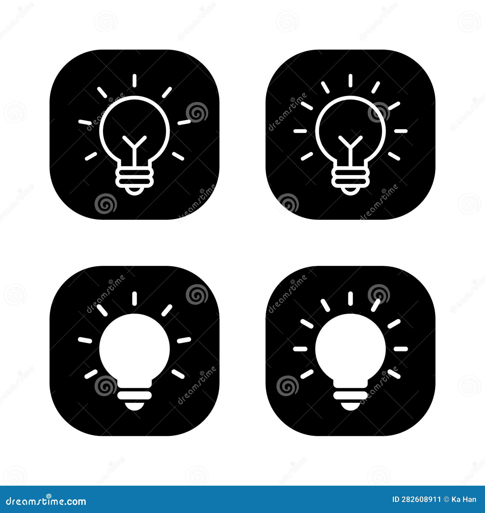 Luminous Bulb Icon Vector. Lamp Symbol Isolated On Square Background ...