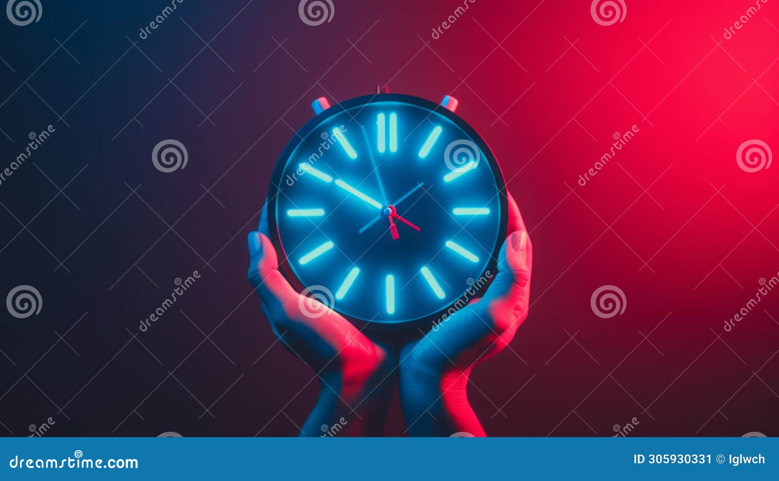 Luminous Clock, Held between Two Hands, Represents the Annual Change ...