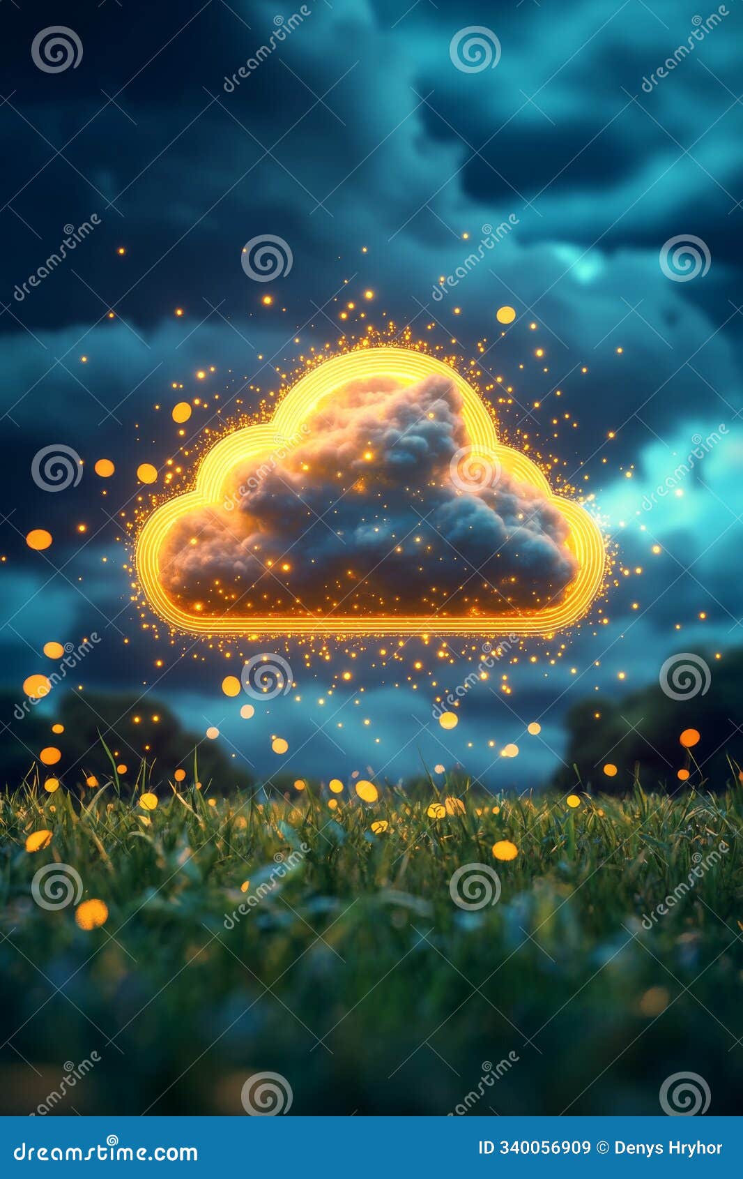 A Luminous Cloud Appears in a Twilight Sky, Illuminated by Golden ...