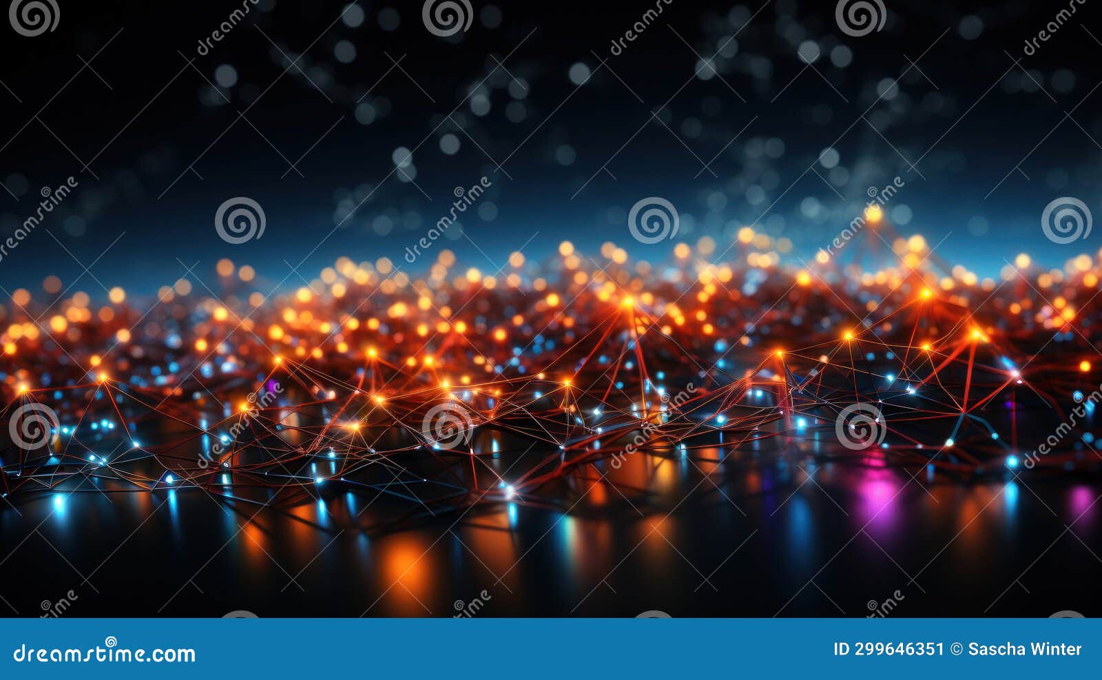 Luminous Connectivity: Colorful Gradient Dot Network Stock Image ...