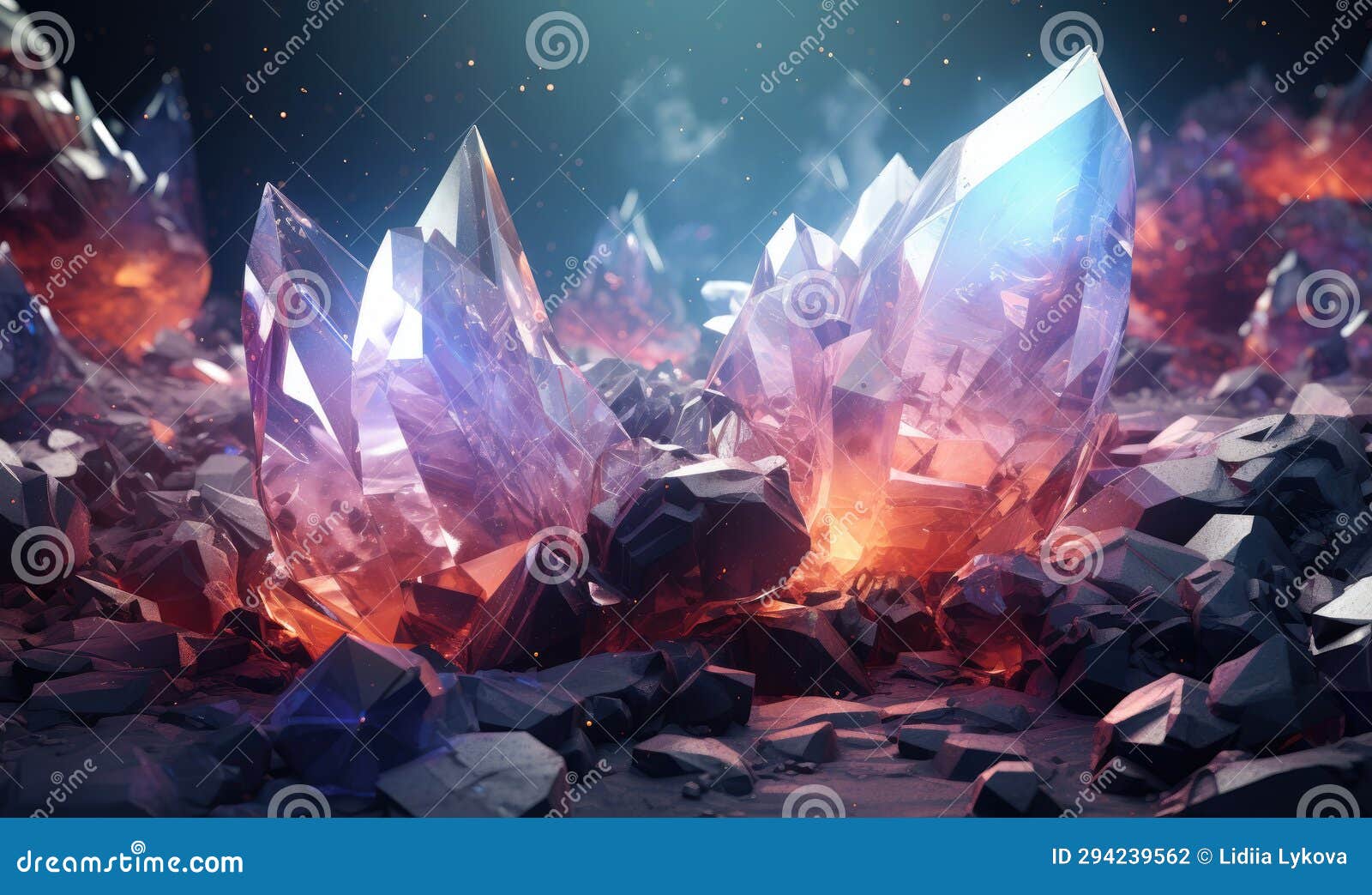 Luminous Crystals Emanate a Gentle Glow. AI Generative Stock ...