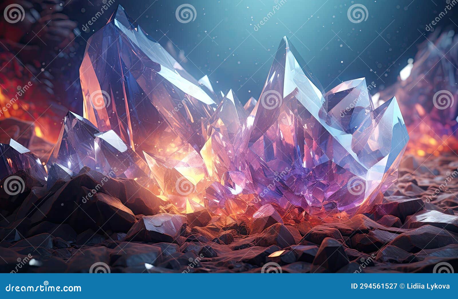 Luminous Crystals Emanate a Gentle Glow. AI Generative Stock Image ...